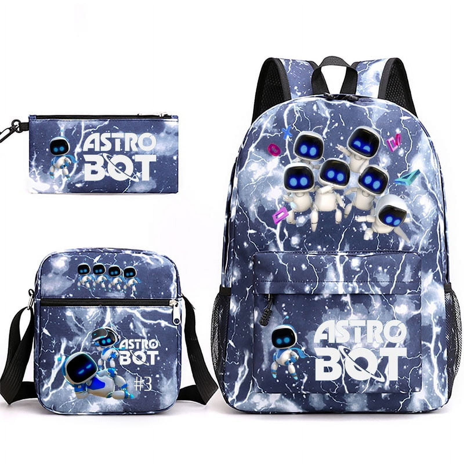 ASTRO/BOT Cartoon 3 Piece Backpack Anime Knapsacks Game Day Packs ...