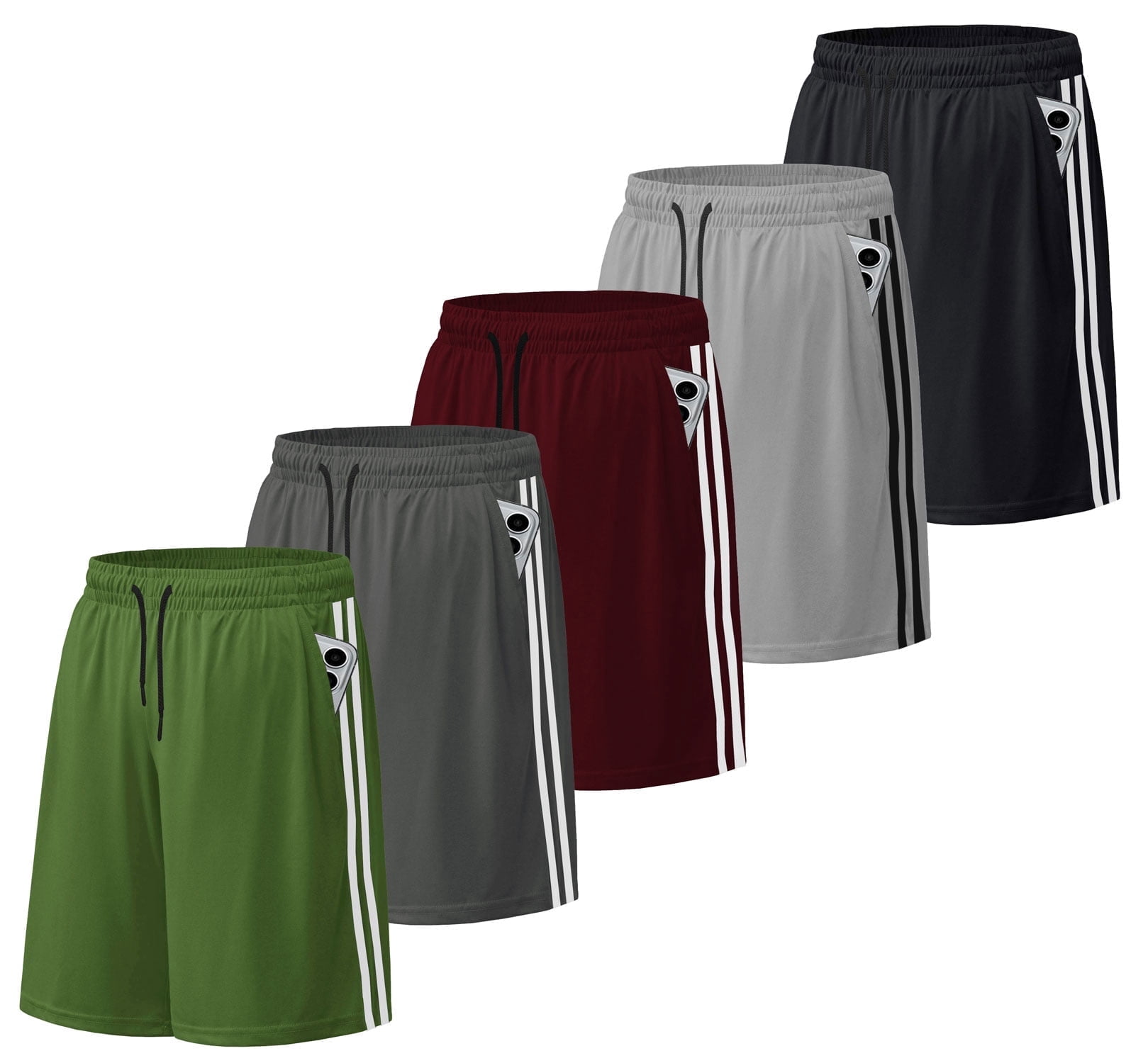 ASUDESIRE 5 Pack Athletic Shorts for Men with Pockets and Elastic ...
