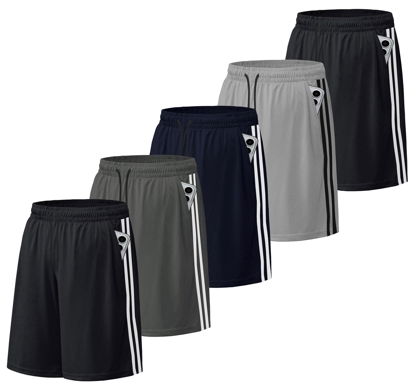 ASUDESIRE 5 Pack Athletic Shorts for Men with Pockets and Elastic ...