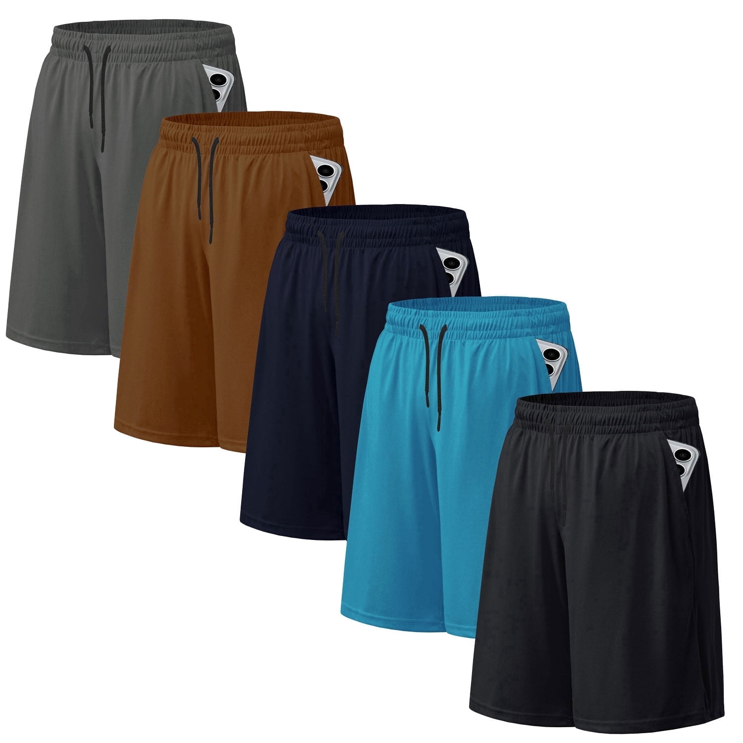 ASUDESIRE 5 Pack Men's Athletic Shorts Mesh Workout Gym Activewear ...