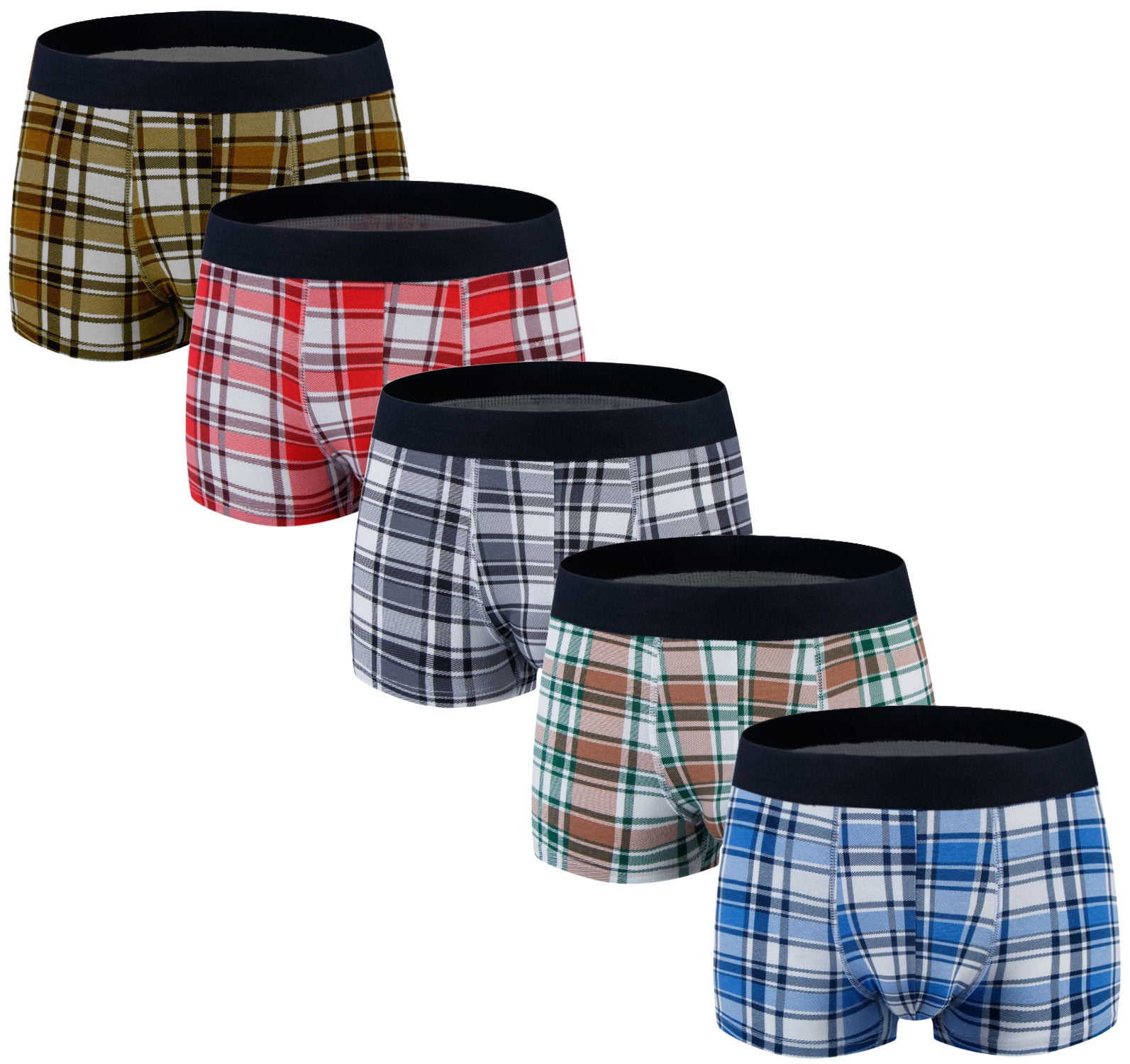 ASUDESIRE Men's Underwear, Cotton Boxer Briefs with Pouch, Short Leg ...
