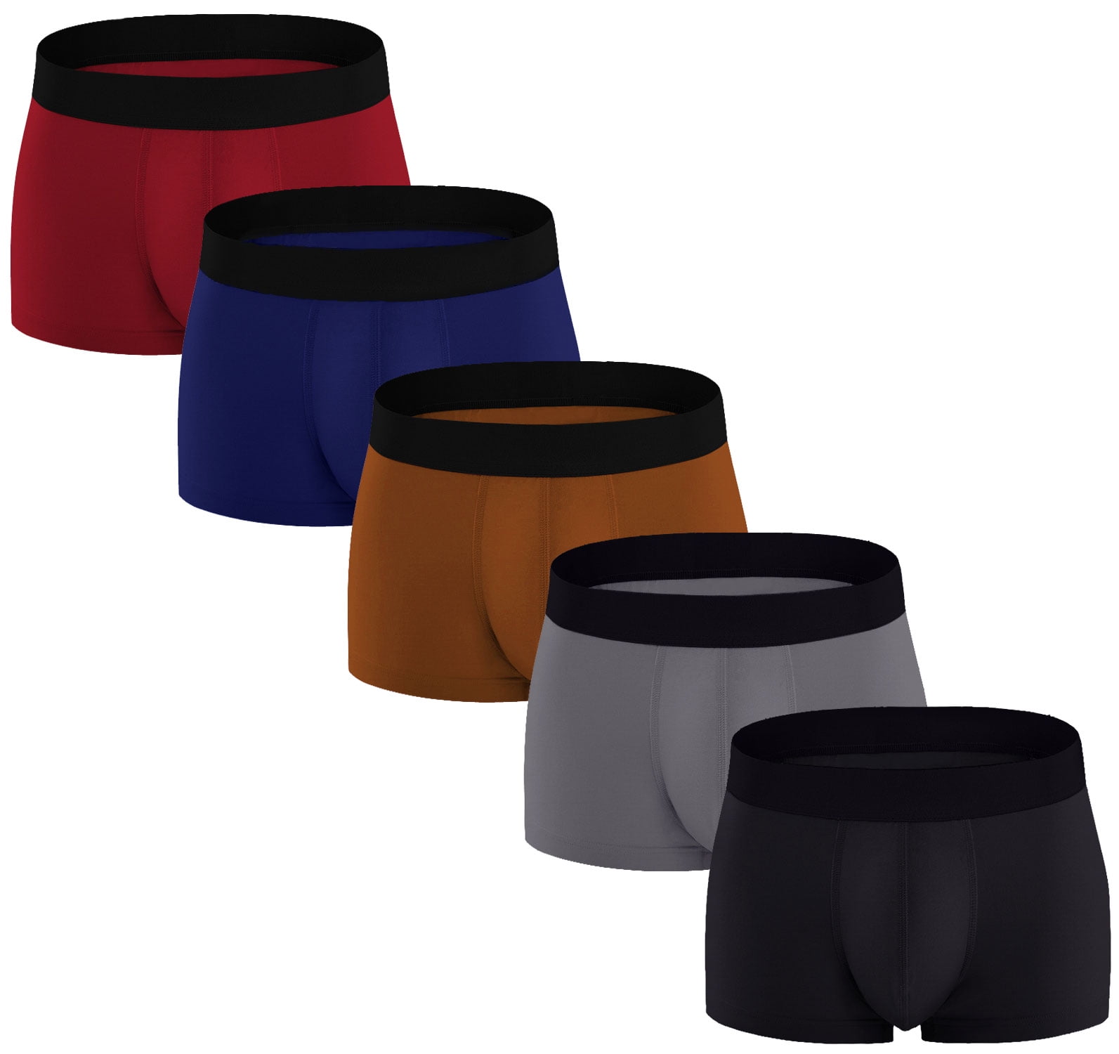 ASUDESIRE Men's Cotton Boxer Briefs with Huge Pouch Short Leg 5 Pack ...