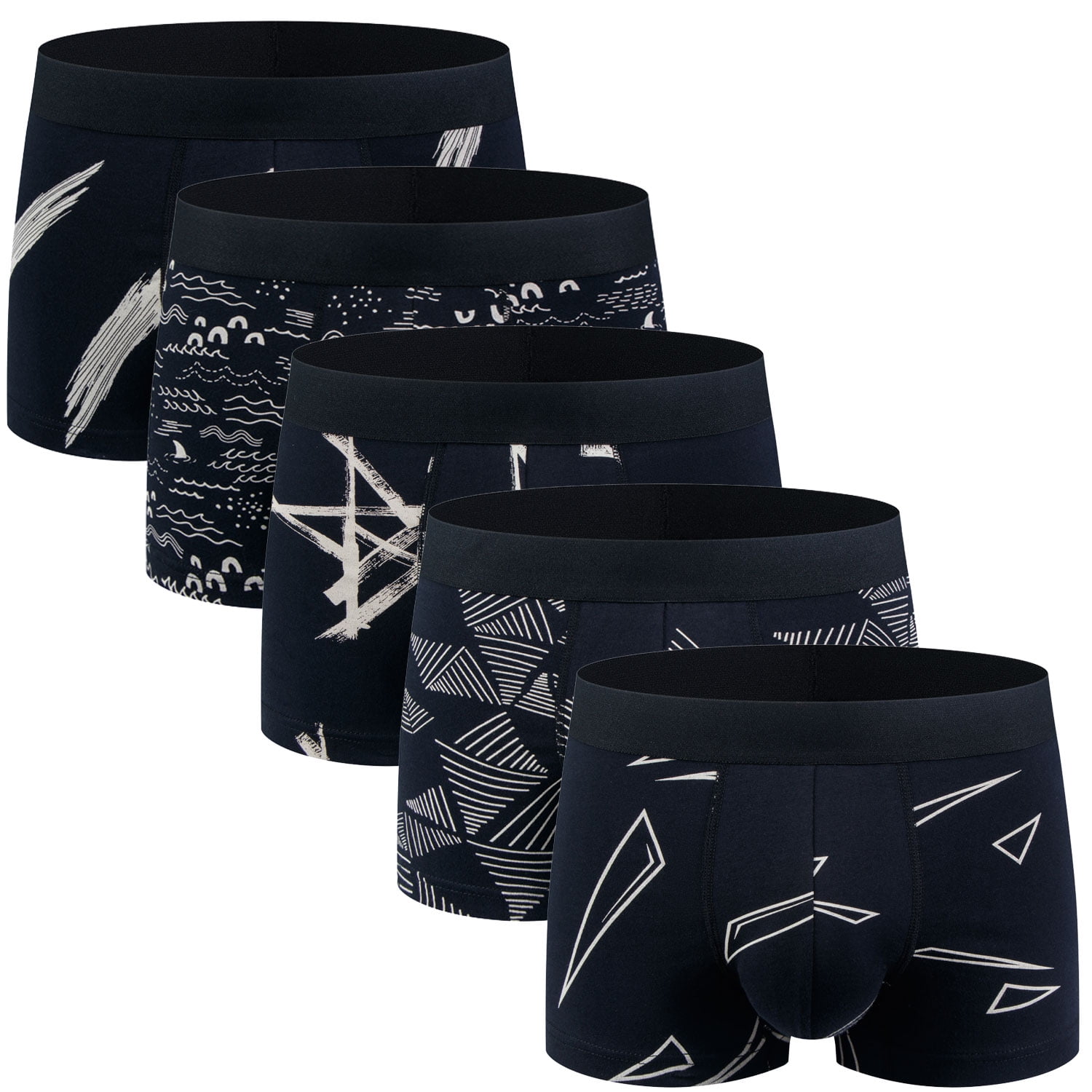 ASUDESIRE Men's Boxer Briefs 5 Pack, Soft Cotton, Low-Rise, Stripes and ...