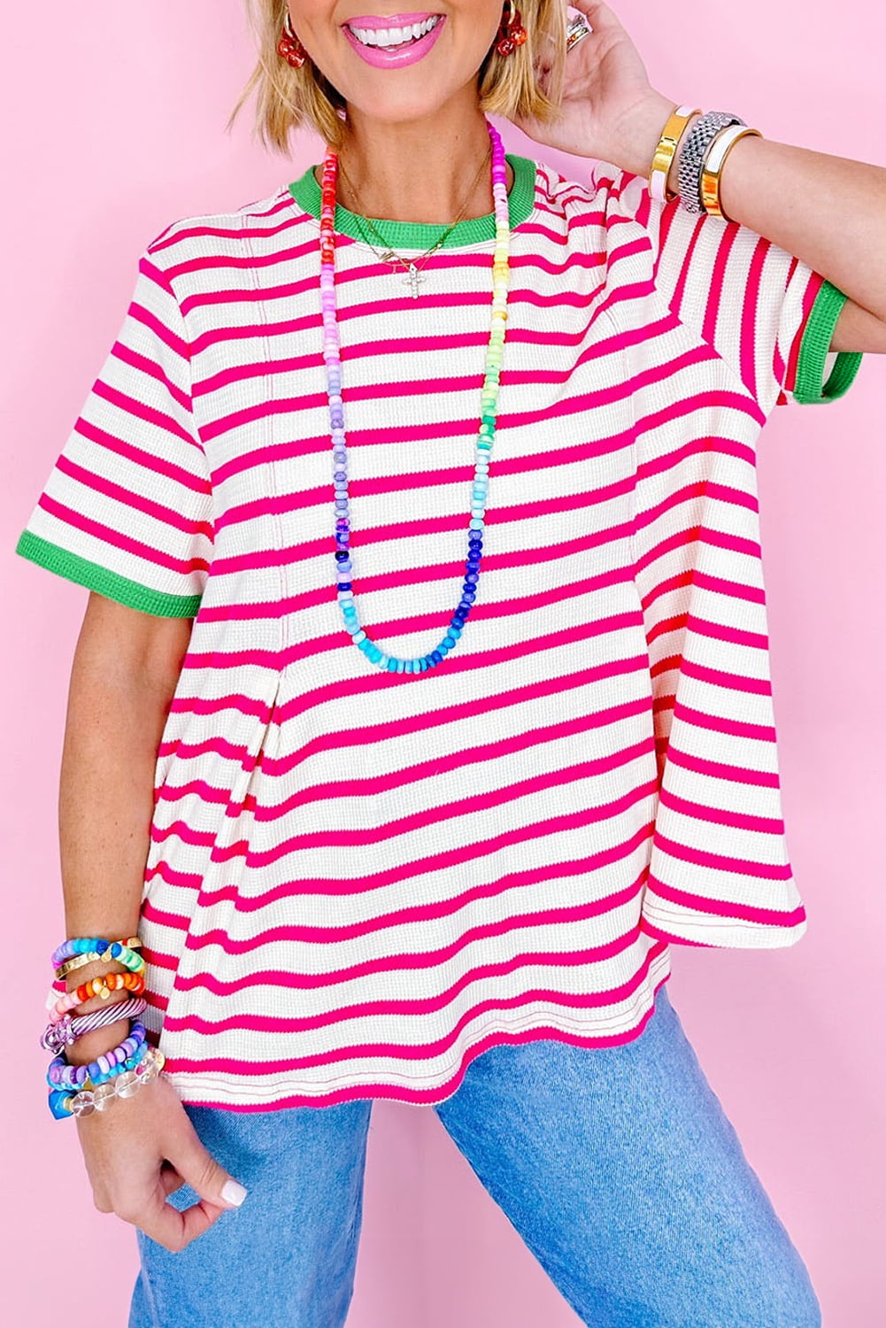 ASUOAgio Elevate Your Wardrobe with Our Chic Rose Stripe Top! - Walmart.com