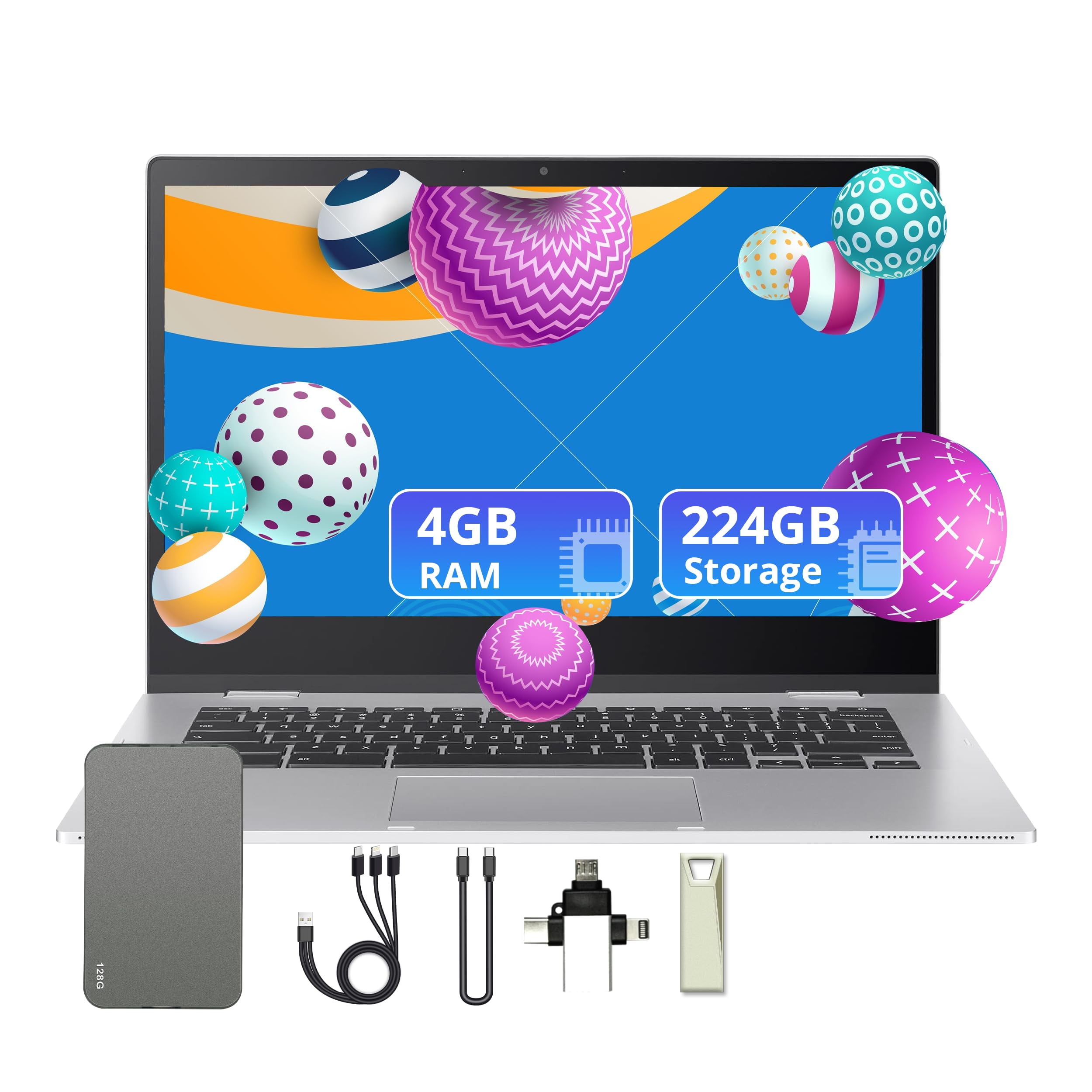 ASUS CX1 14" FHD Chromebook, 4GB RAM, 224GB Storage (64GB eMMC & 160GB ...