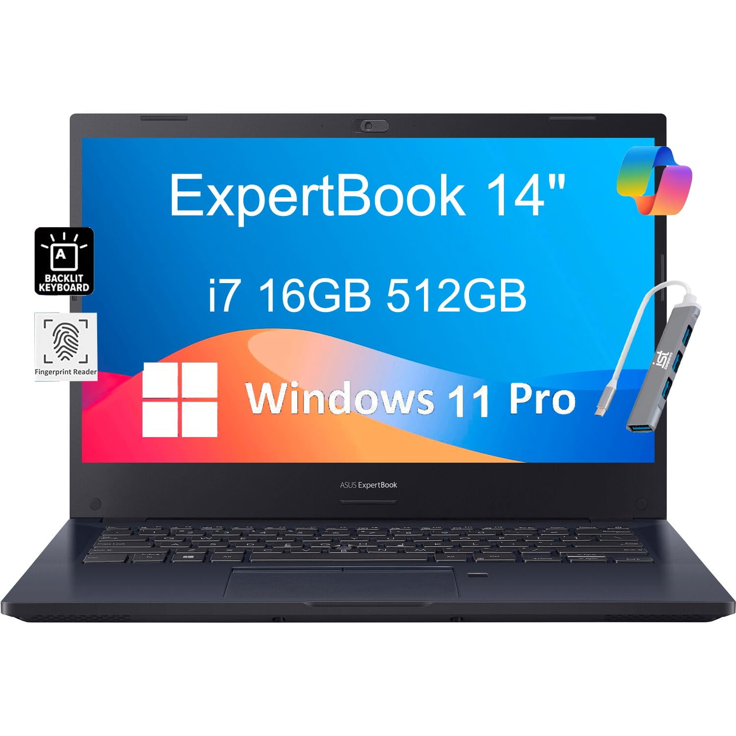ASUS ExpertBook Thin & Light Business Laptop (14" FHD, Intel Core i7, 16GB RAM, 512GB PCIe SSD ...
