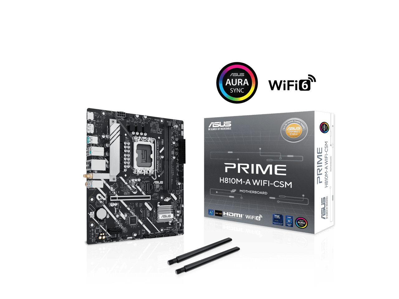 ASUS PRIME H810M-A WIFI-CSM Intel H810 LGA 1851 mATX motherboard, 6+1+1+1 Discrete MOS, DDR5 ...
