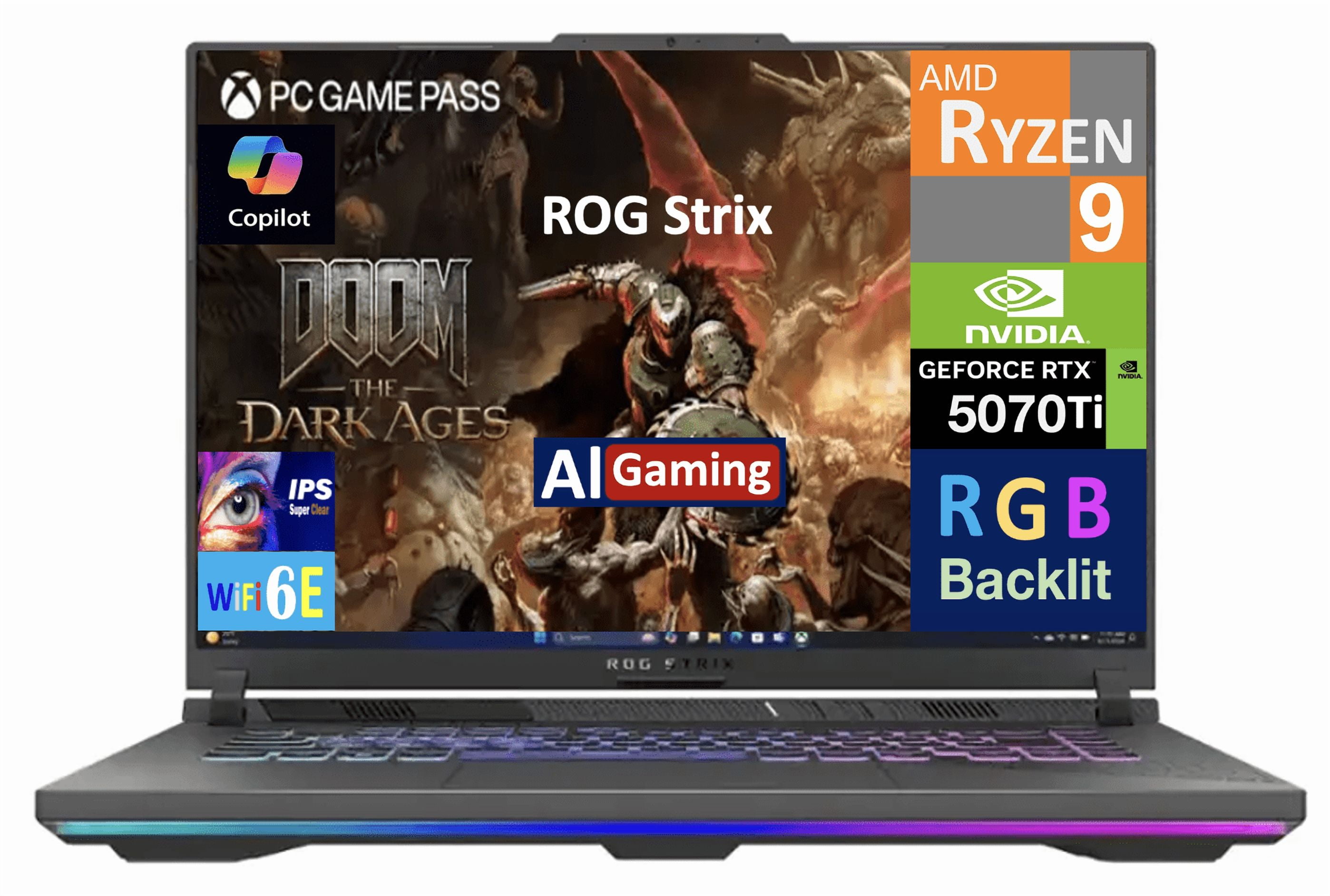 ASUS ROG Strix AI Gaming Laptop 16.0in 165Hz IPS WUXGA Display (AMD Ryzen 9 8940HX, NVIDIA ...