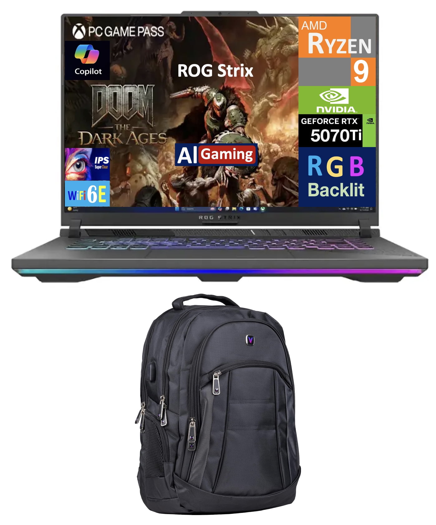 ASUS ROG Strix AI Gaming Laptop 16.0in 165Hz IPS WUXGA Display (AMD ...