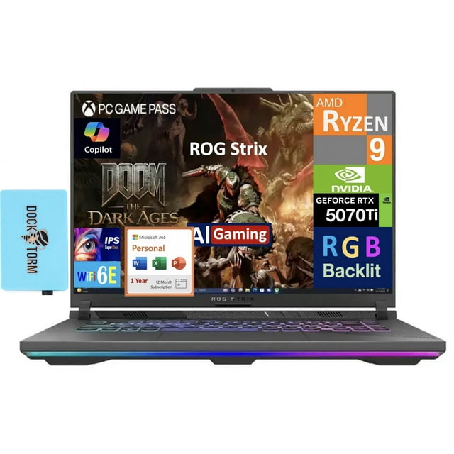 ASUS ROG Strix AI Gaming Laptop 16.0in 165Hz IPS WUXGA Display (AMD ...