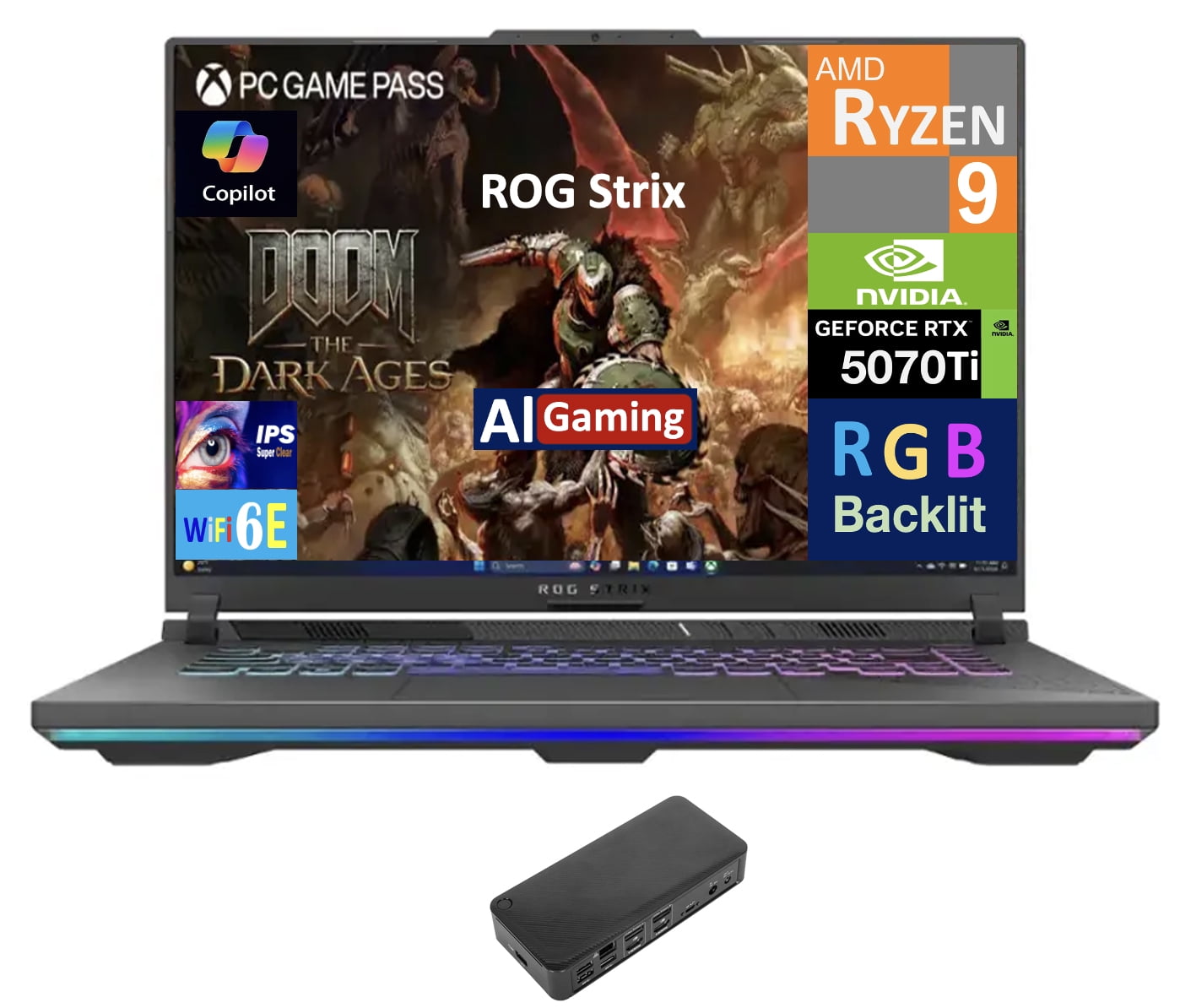 ASUS ROG Strix AI Gaming Laptop 16.0in 165Hz IPS WUXGA Display (AMD ...