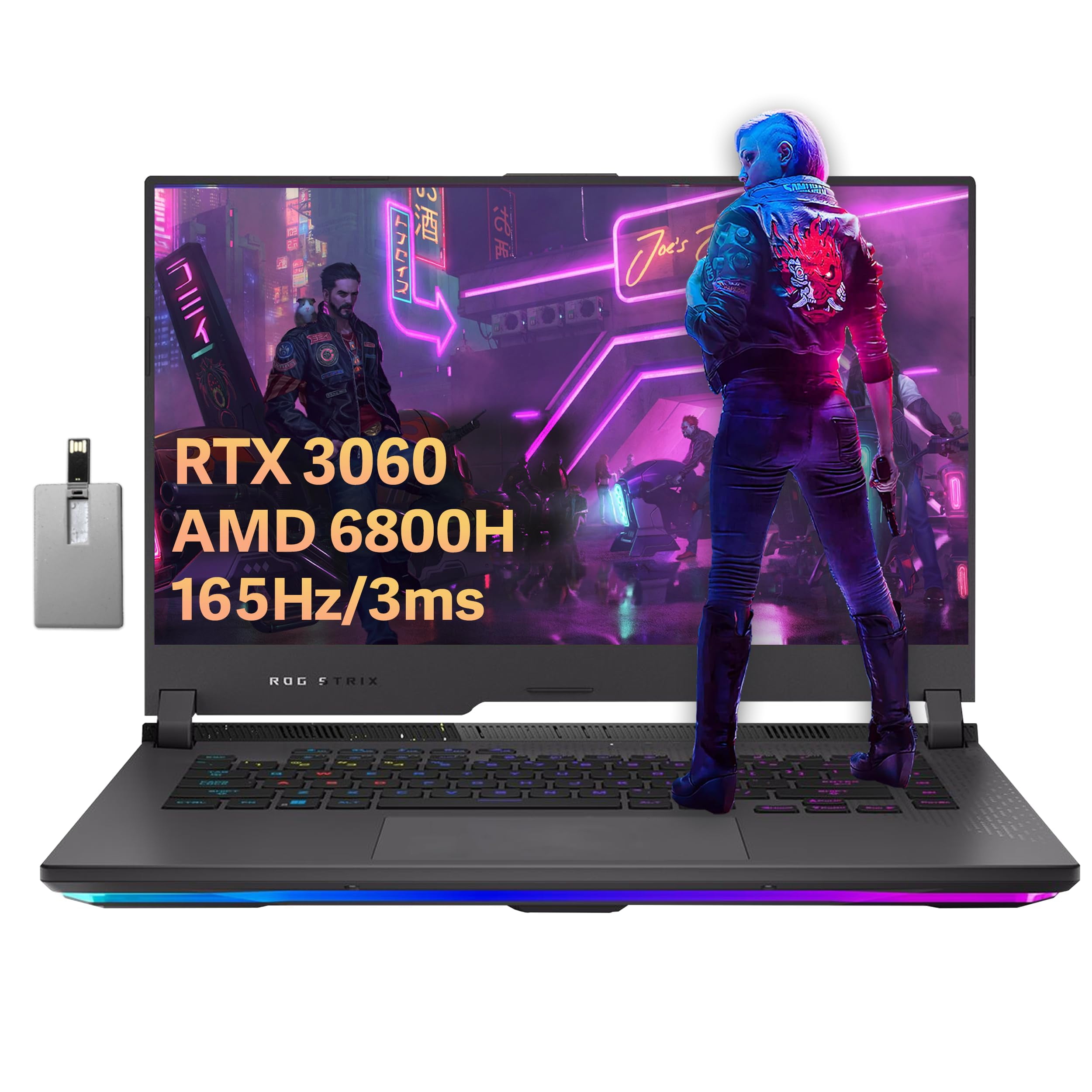 ASUS ROG Strix G15 15.6" WQHD Gaming Laptop, AMD Ryzen7 6800H, NVIDIA GeForce RTX 3060, 32GB ...