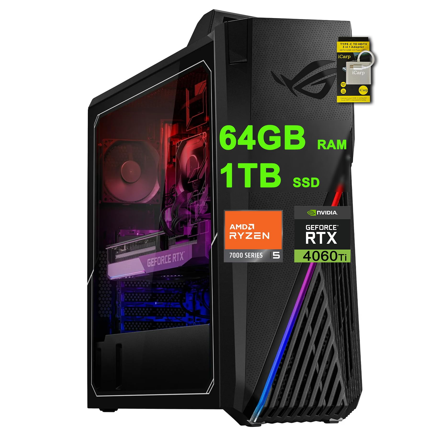 ASUS ROG Strix G15DS Gaming Desktop AMD Hexa-core Ryzen 5 7600X (Beats ...