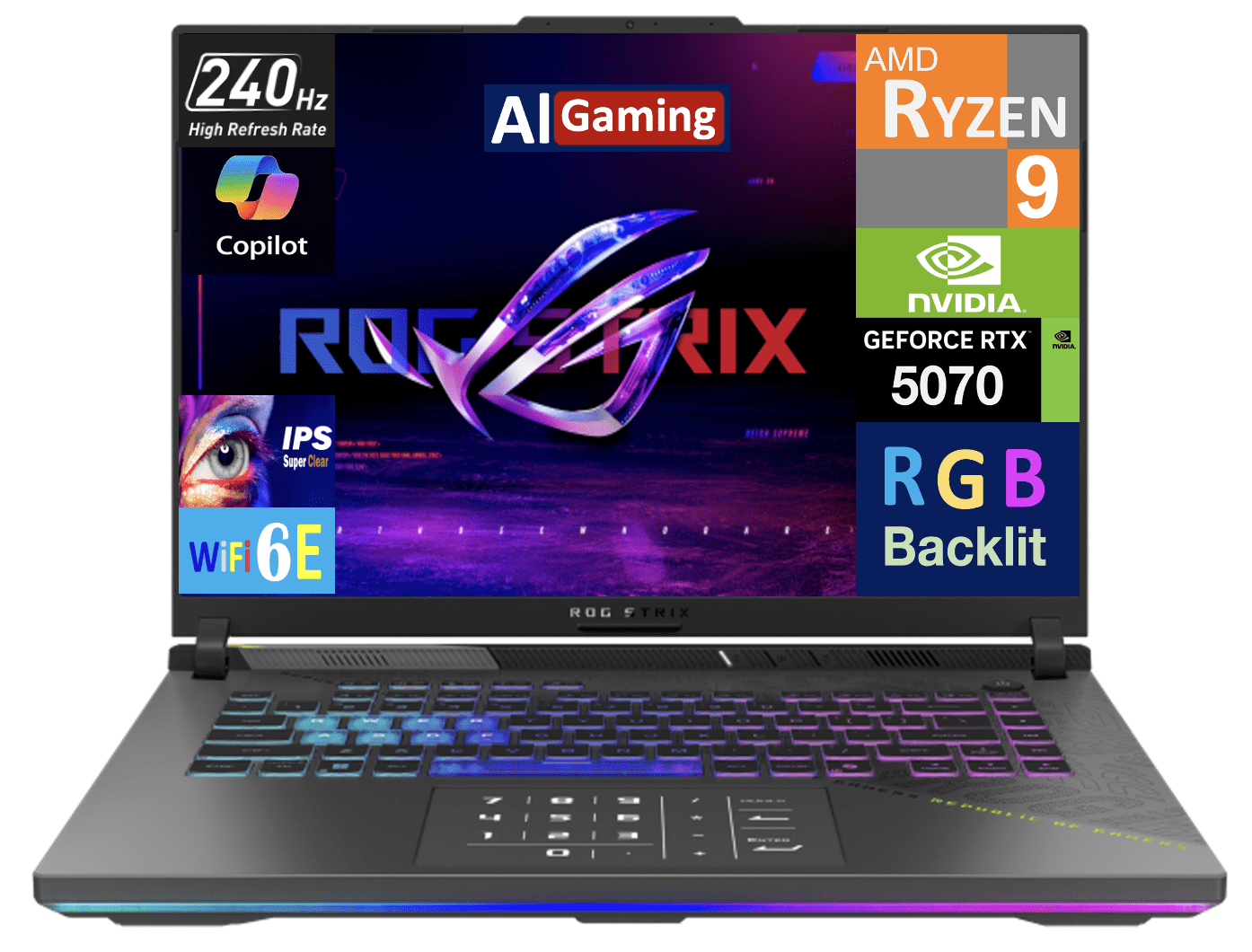 ASUS ROG Strix G16 AI Gaming Laptop 16.0in 240Hz IPS WQXGA Display (AMD ...