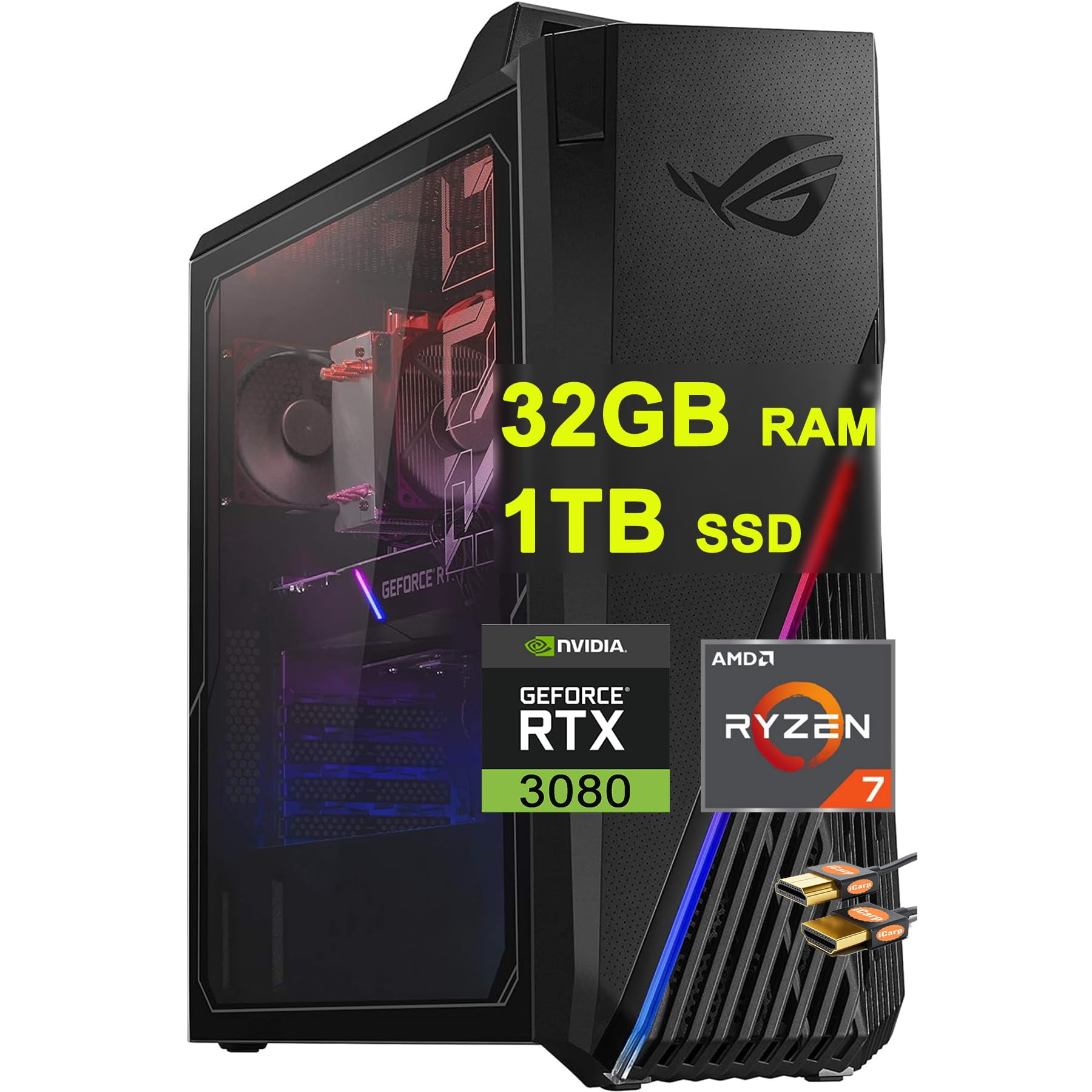 ASUS ROG Strix GA15 Gaming Desktop Computer AMD Octa-Core Ryzen 7 5800X ...