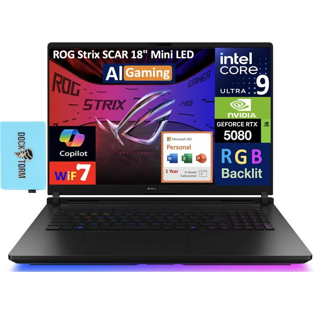 ASUS ROG Strix SCAR AI Gaming Laptop 18in 240Hz Mini LED WQXGA Display ...