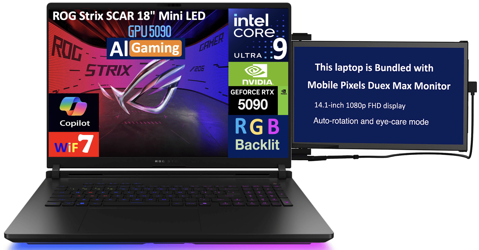 ASUS ROG Strix SCAR AI Gaming Laptop 18in 240Hz Mini LED WQXGA Display ...