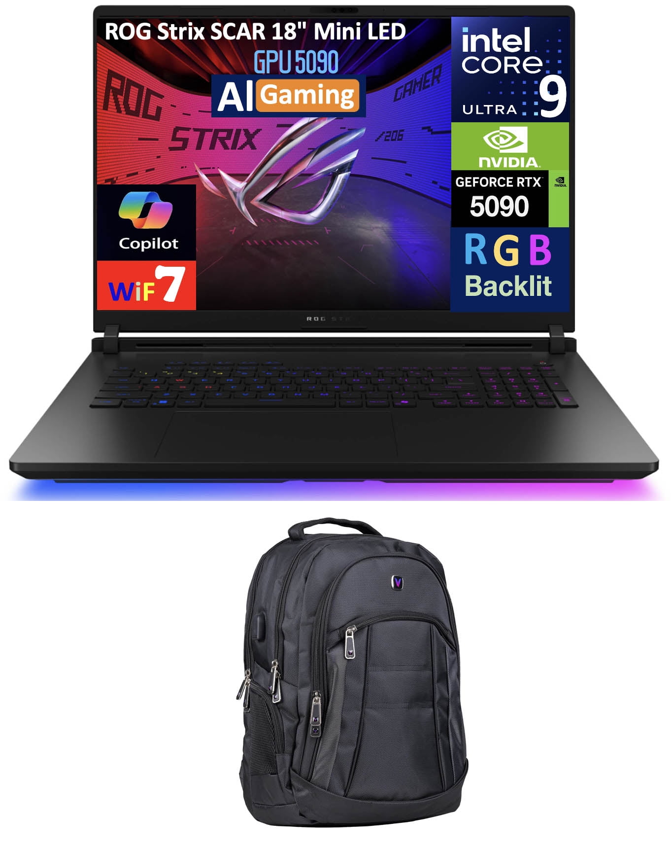 ASUS ROG Strix SCAR AI Gaming Laptop 18in 240Hz Mini LED WQXGA Display ...