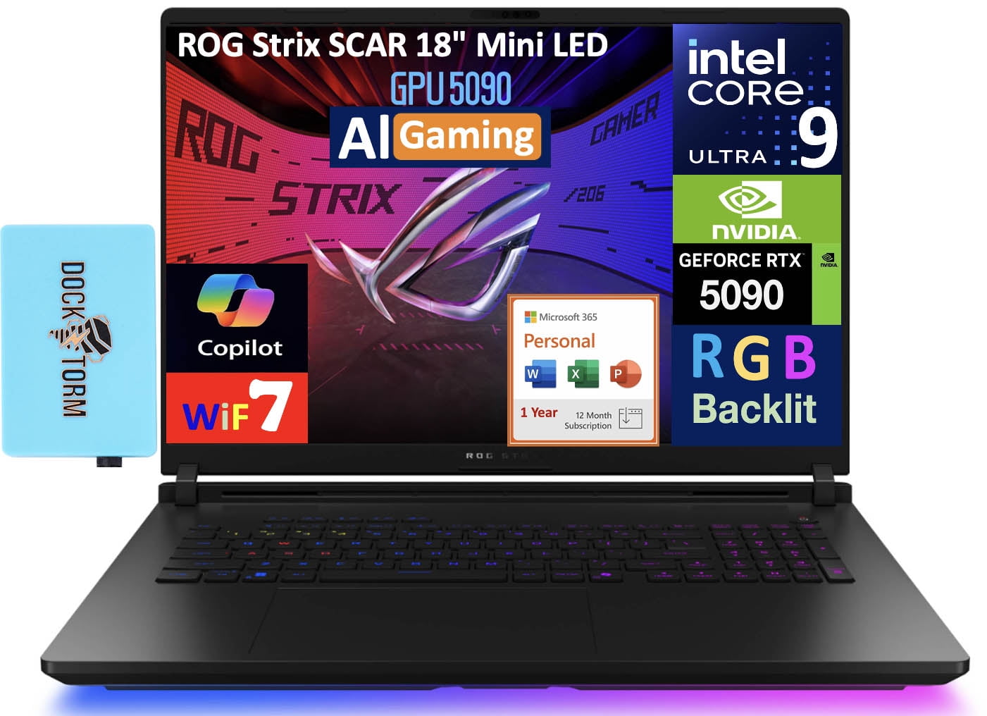 ASUS ROG Strix SCAR AI Gaming Laptop 18in 240Hz Mini LED WQXGA Display ...