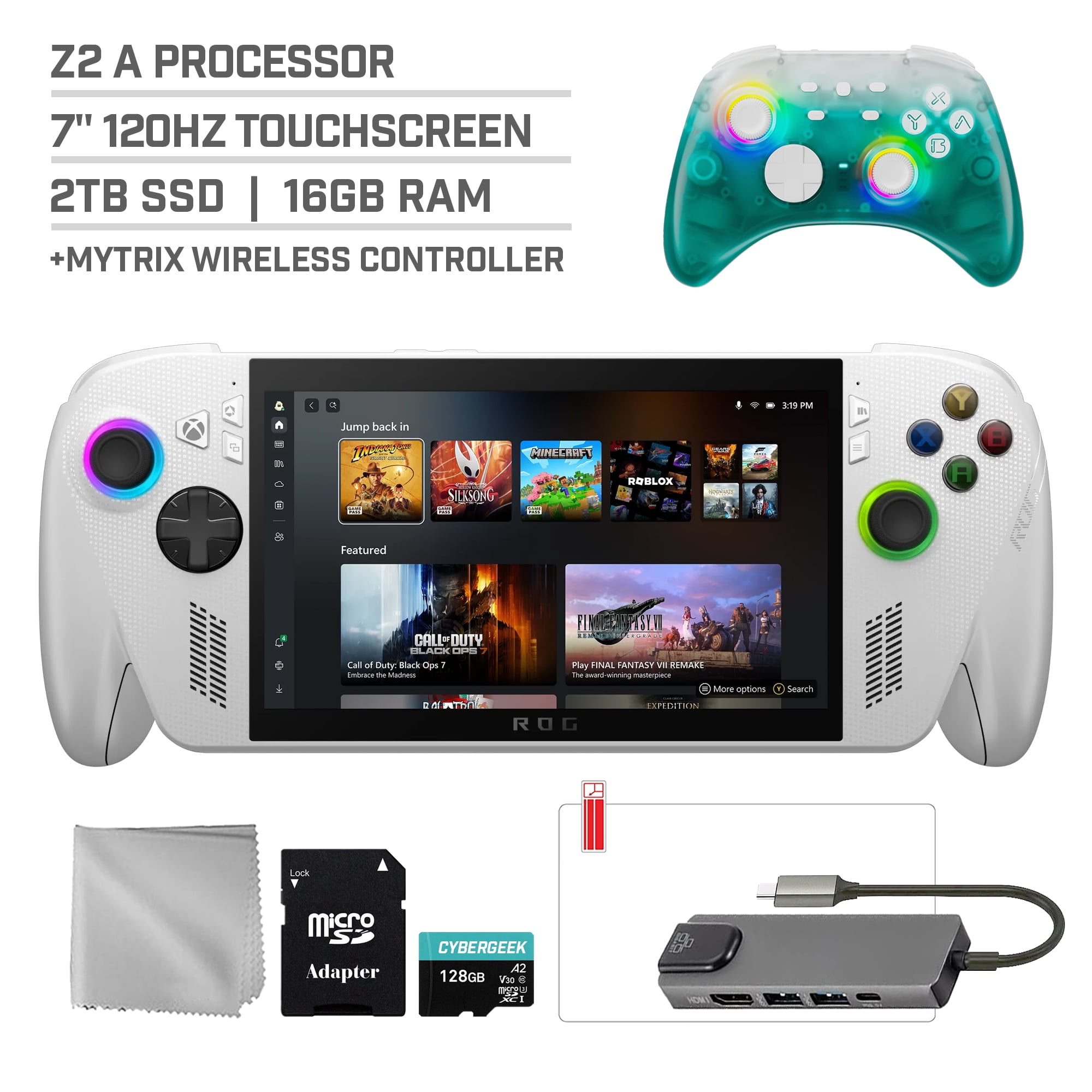 ASUS ROG Xbox Ally 2TB SSD AMD Ryzen Z2 A CPU Gaming Handheld 7-inch Touchscreen 120Hz, Mytrix ...