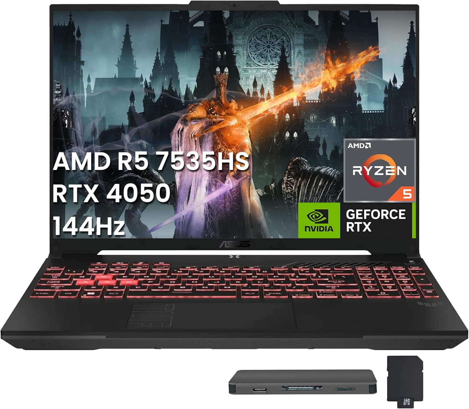 ASUS TUF A16 16" FHD+ 144Hz Gaming Laptop, AMD Ryzen 5 7535HS, NVIDIA ...