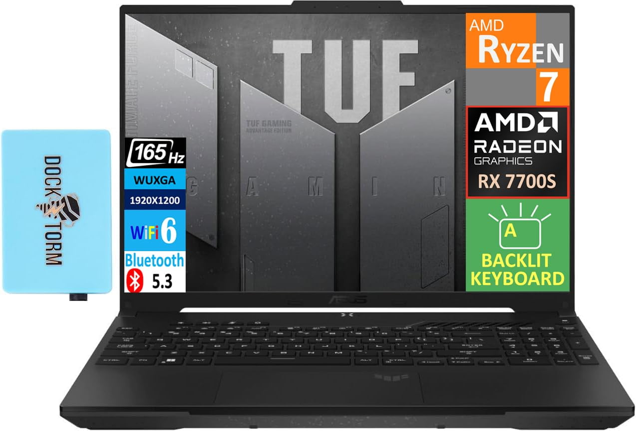 ASUS TUF A16 Gaming Laptop, 16" 165Hz FHD+ Display (AMD Ryzen 7 7735HS ...