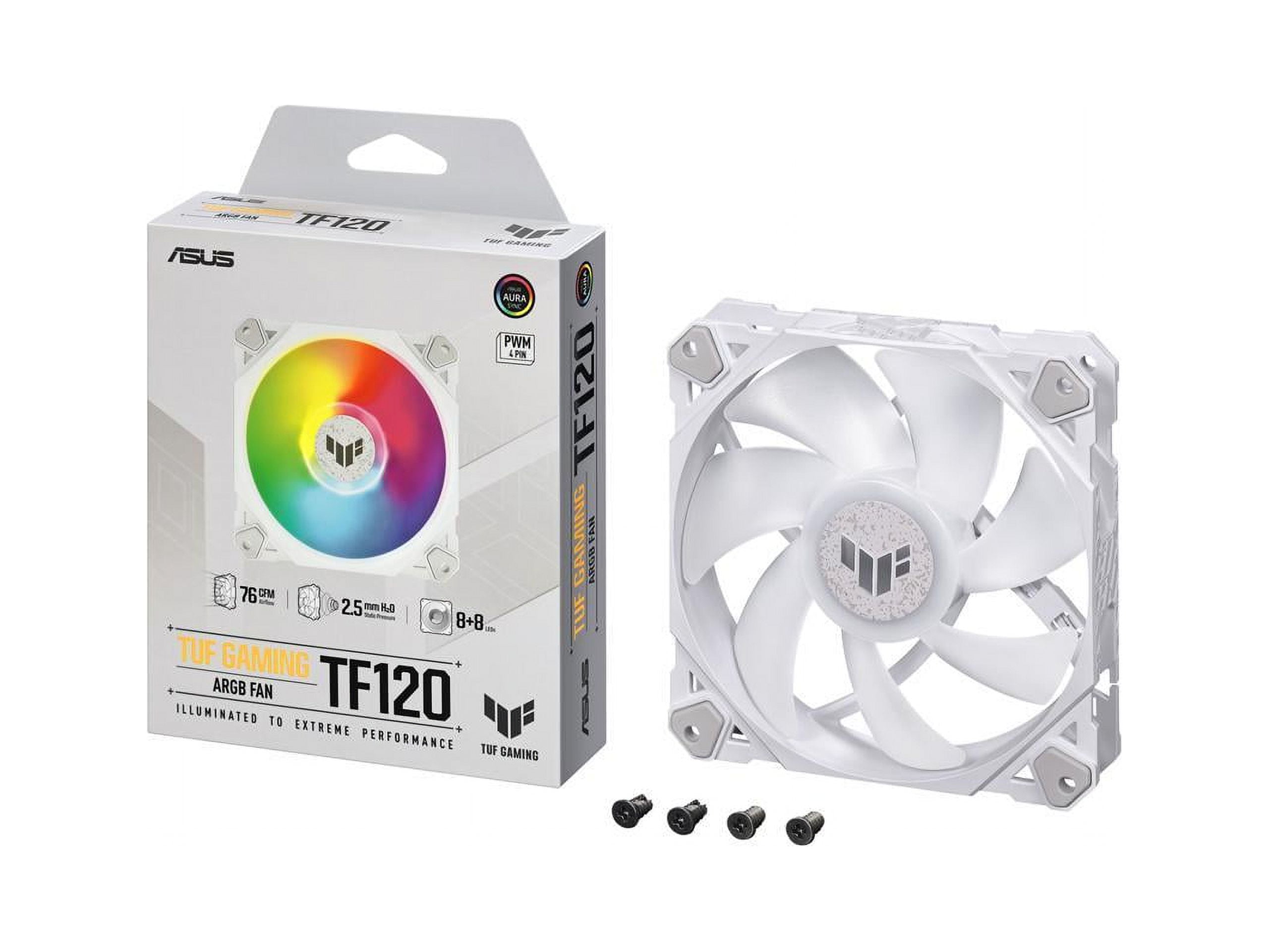 ASUS TUF GAMING TF120 ARGB WHITE EDITION Chassis Fan 3-Pin Customizable ...