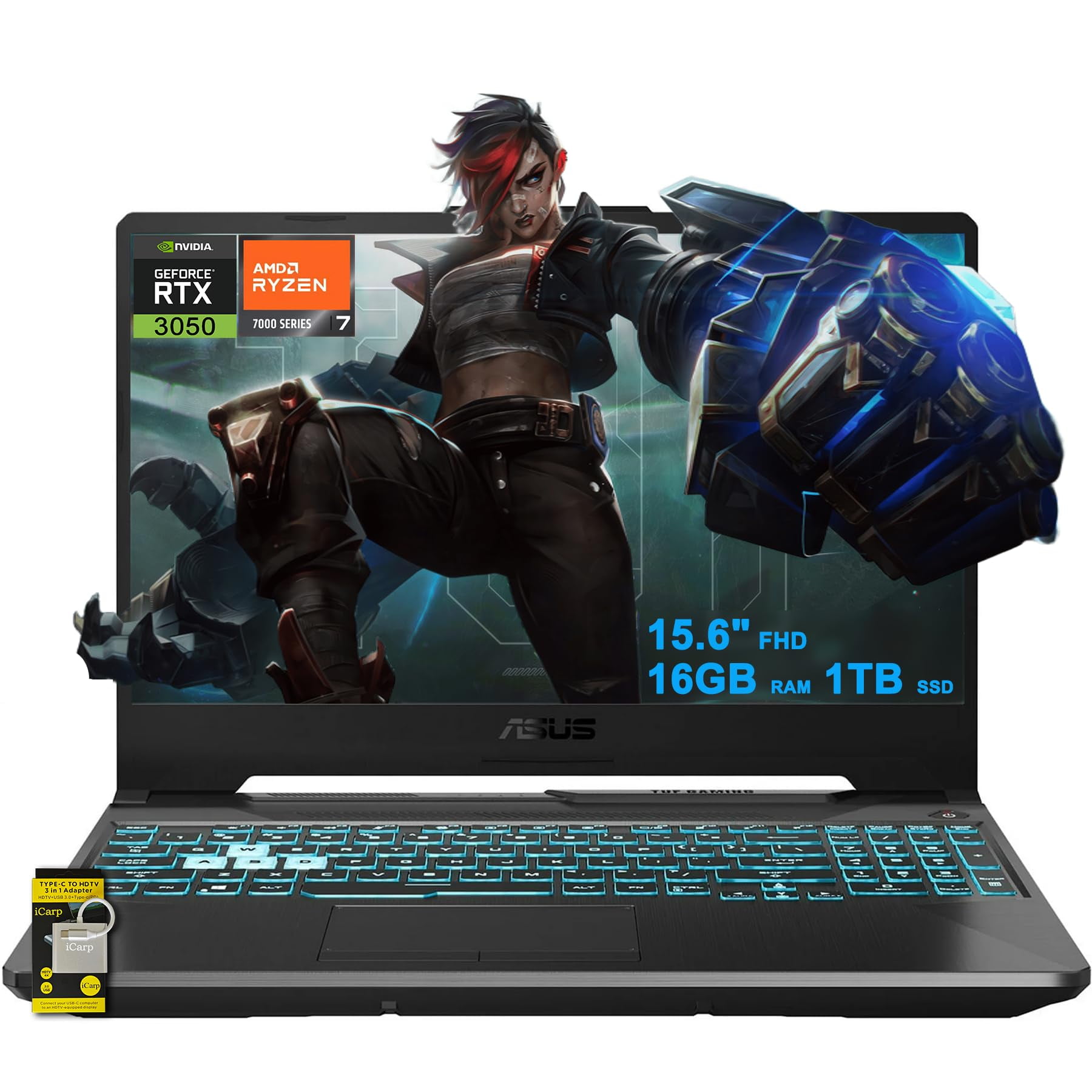 ASUS TUF Gaming A15 Laptop 15.6" FHD Anti-Glare 144Hz AMD Octa-core ...