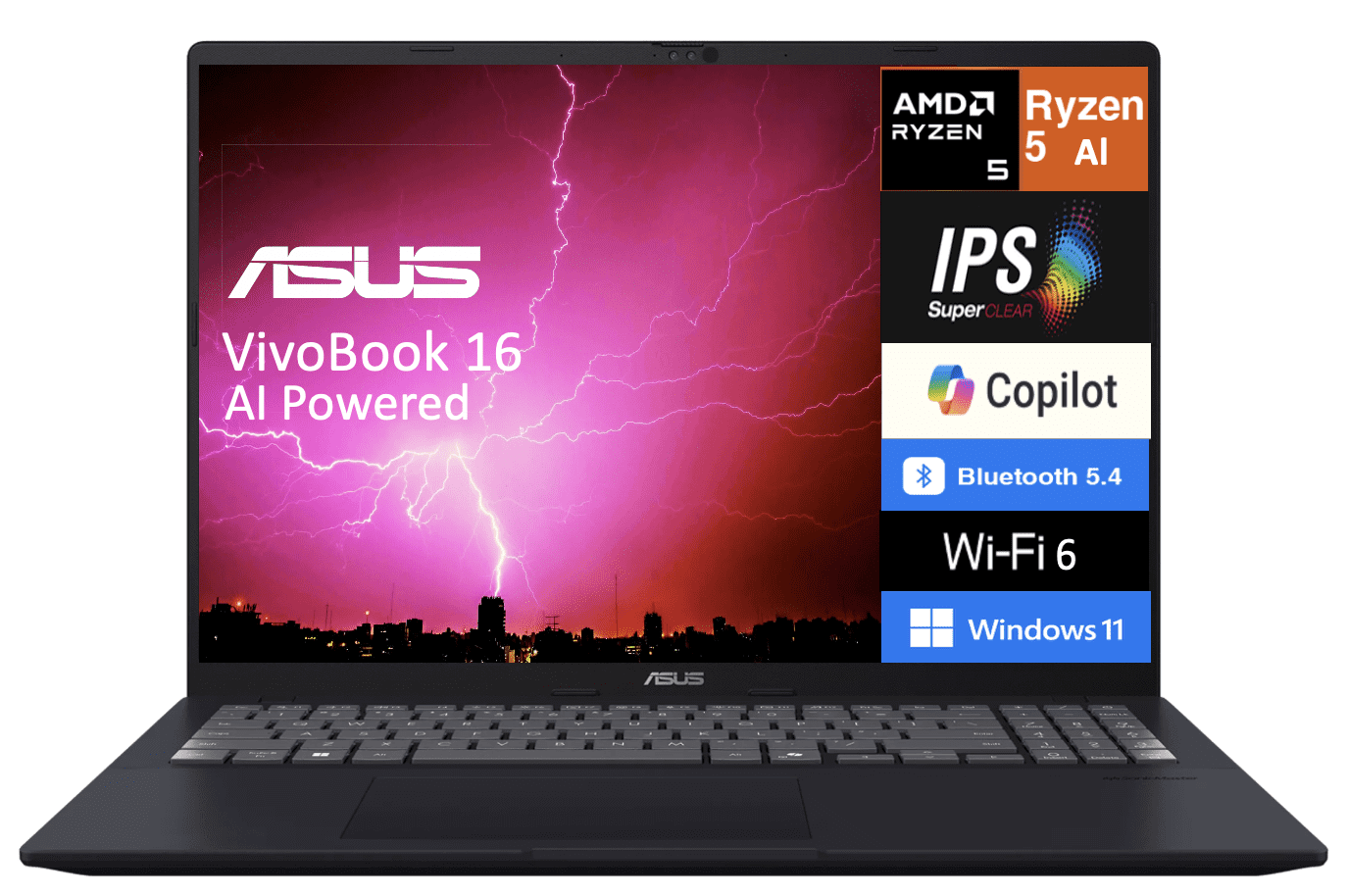 ASUS Vivobook 16 AI Powered Laptop 16.0in IPS WUXGA Display (AMD Ryzen ...
