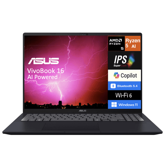 ASUS Vivobook 16 AI Powered Laptop 16.0in IPS WUXGA Display (AMD Ryzen ...