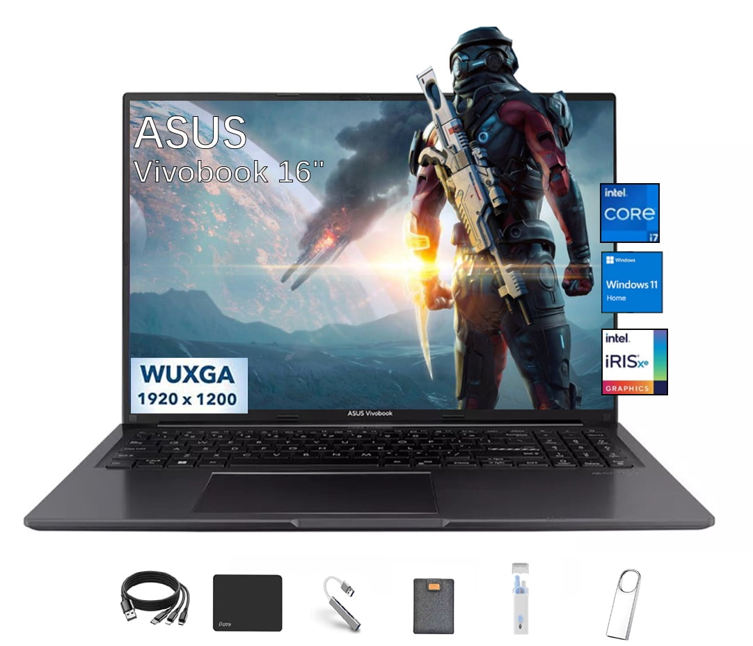 ASUS Vivobook 16" Laptop 0.78"Ultra-Thin, WUXGA FHD+ (1920 x 1200) Display, Intel Core i7-1255U ...