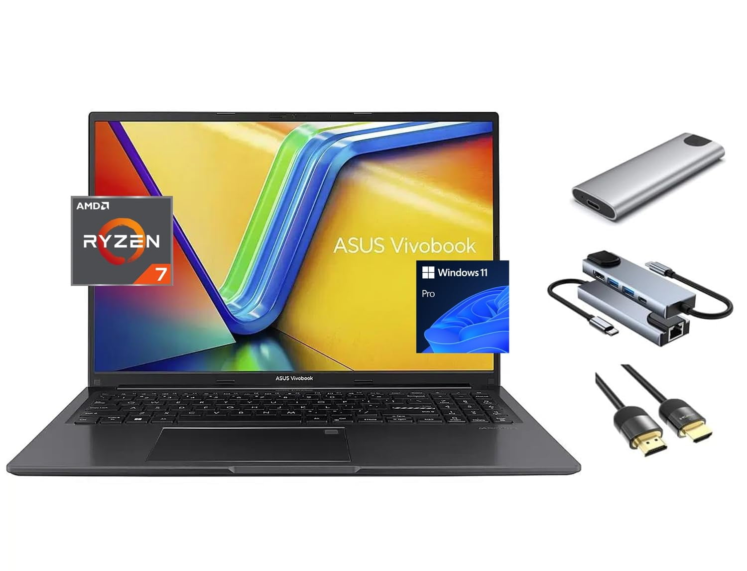 ASUS Vivobook 16 Laptop, 16" WUXGA Display, 8-Core AMD Ryzen 7 7730U (Beats i7-1355U), 24GB RAM ...