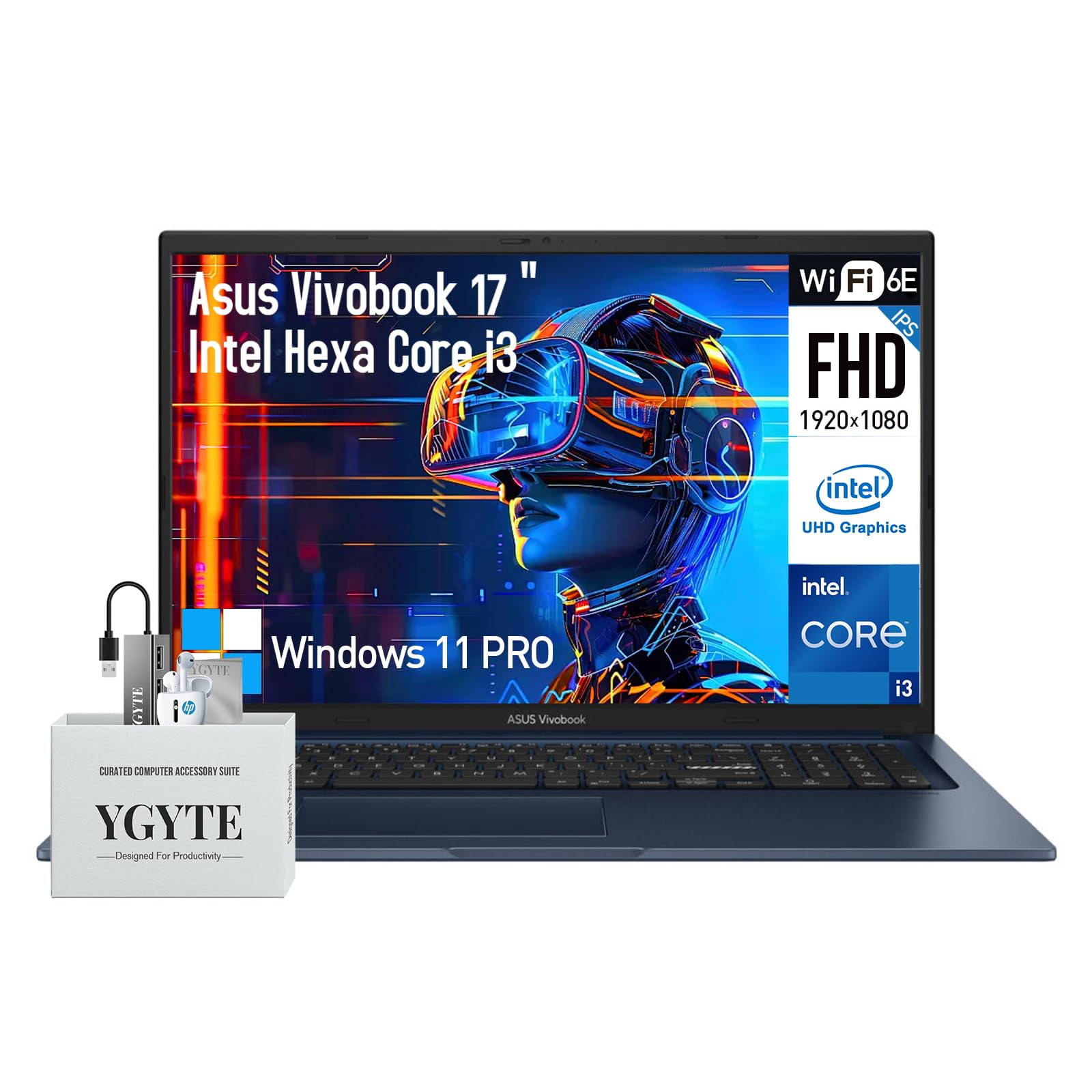 ASUS Vivobook 17 Inch Laptop Computer, 17.3 Laptop i3 FHD, Intel Core ...