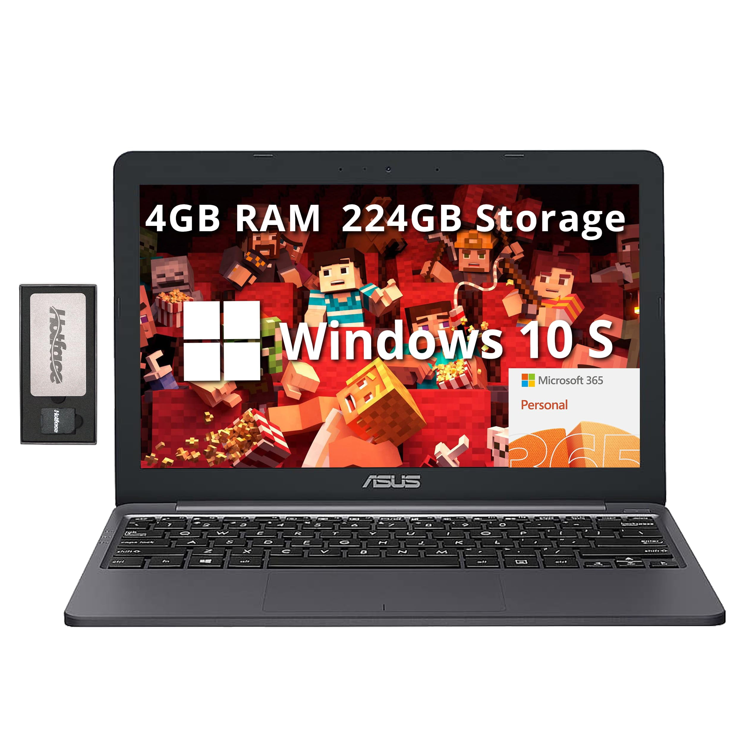 ASUS Vivobook E12 11.6" HD Laptop, Intel Celeron N3350, 4GB RAM, 224GB Storage(64GB eMMC+160GB ...