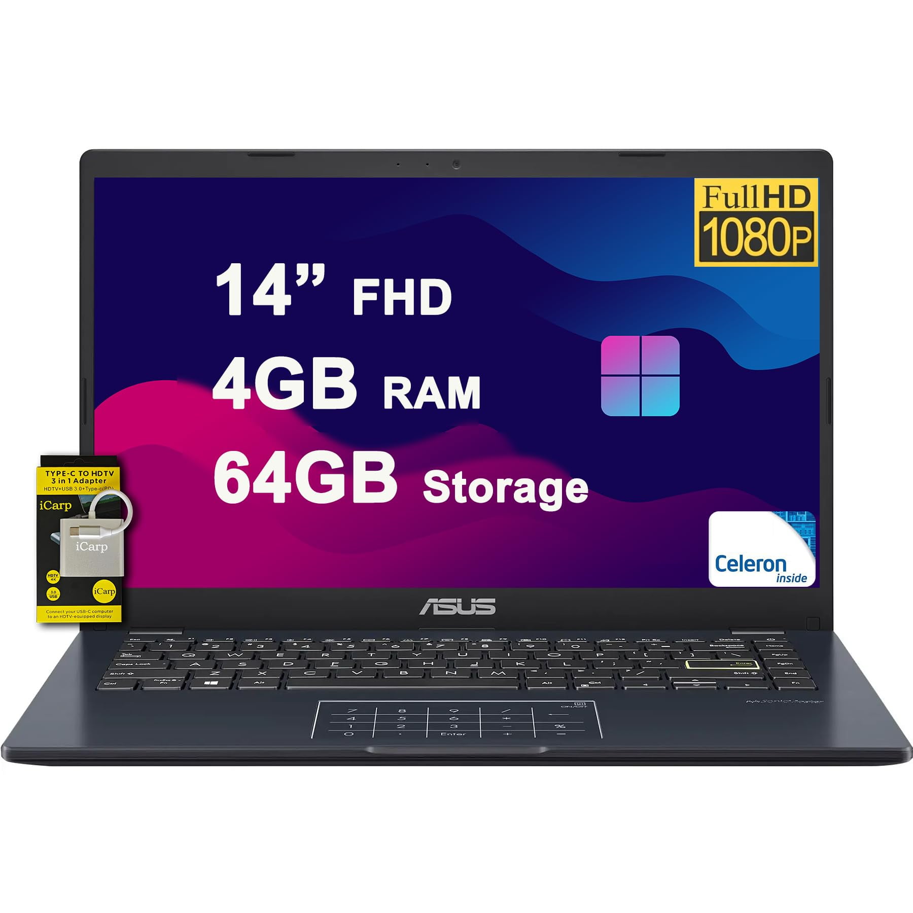 ASUS Vivobook Go 14 Student Laptop 14" FHD Anti-Glare Intel Quad-core ...