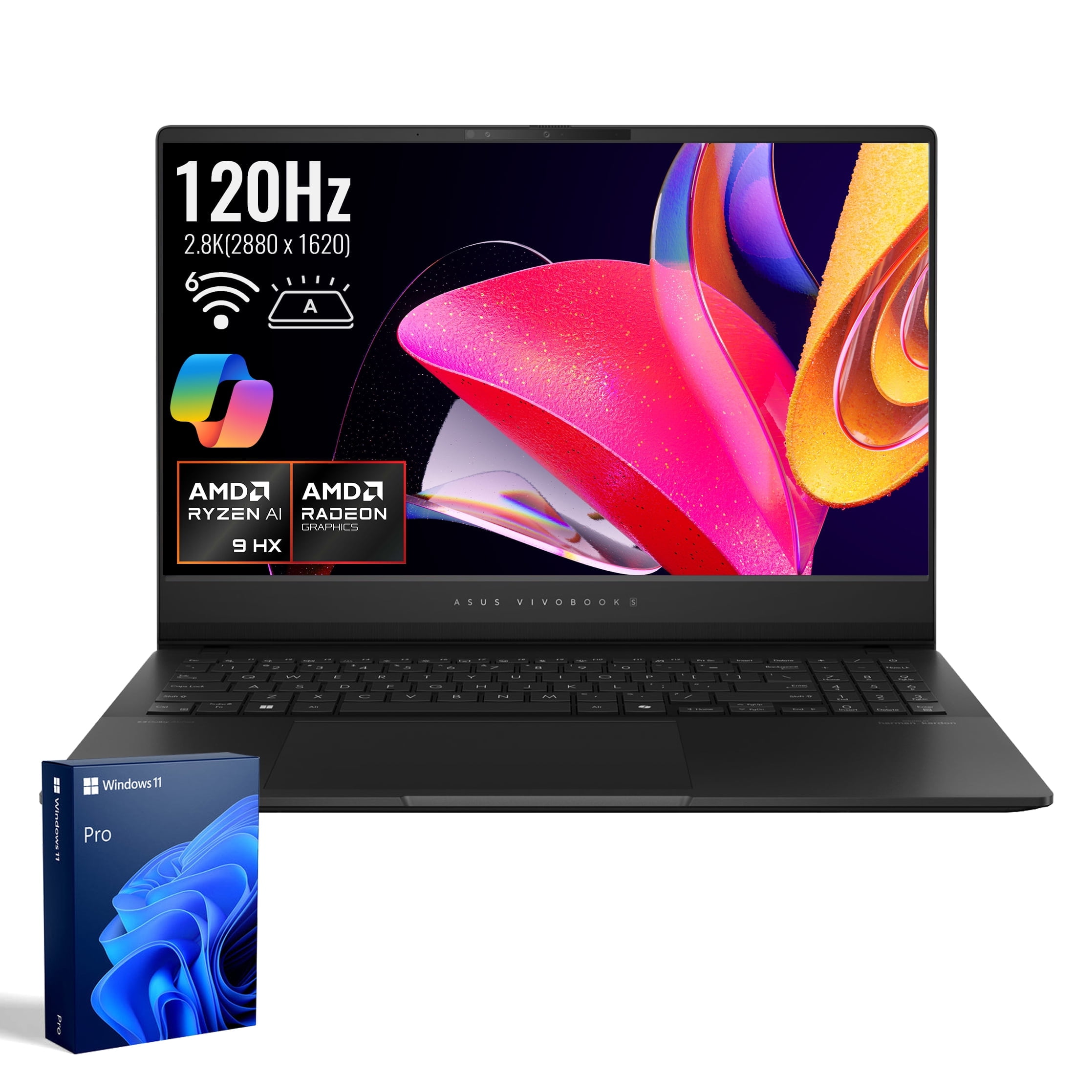 ASUS Vivobook S 16 AI Copilot 15.6" 2.8K 120Hz Laptop, AMD Ryzen AI 9 ...