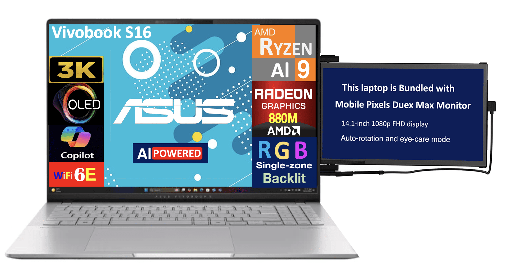 ASUS Vivobook S16 AI Powered Laptop 16.0in OLED 3.2K Display (AMD Ryzen ...