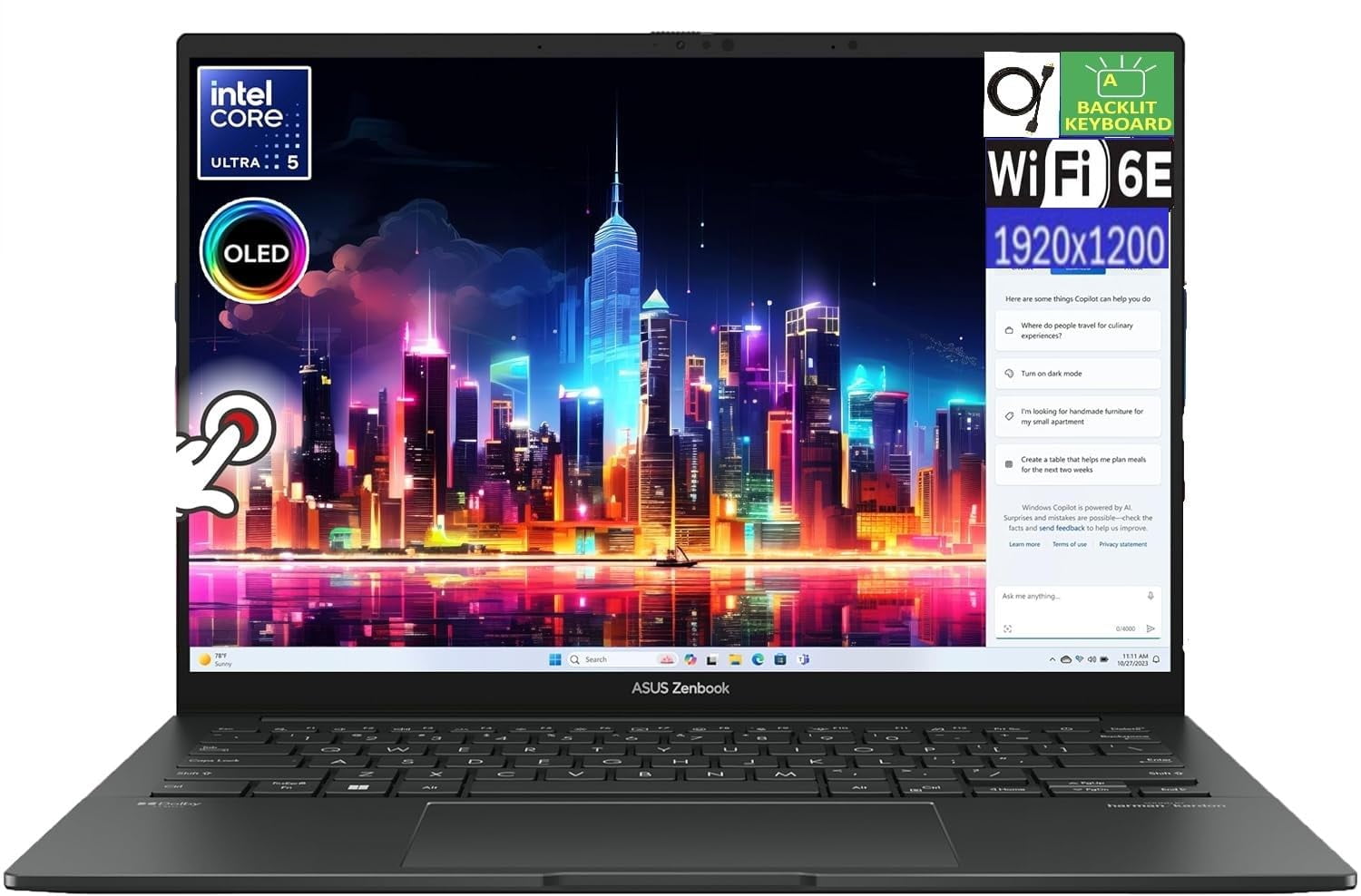 ASUS Zenbook 14 OLED Laptop, 14" WUXGA Touchscreen Display, Intel Ultra ...