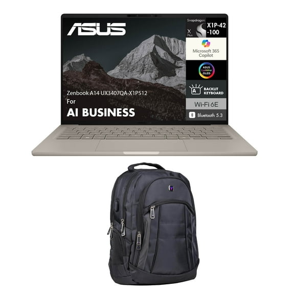ASUS Zenbook A14 AI Business Laptop 14.0in WUXGA (Qualcomm Snapdragon X Plus X1P-42-100, 16GB ...