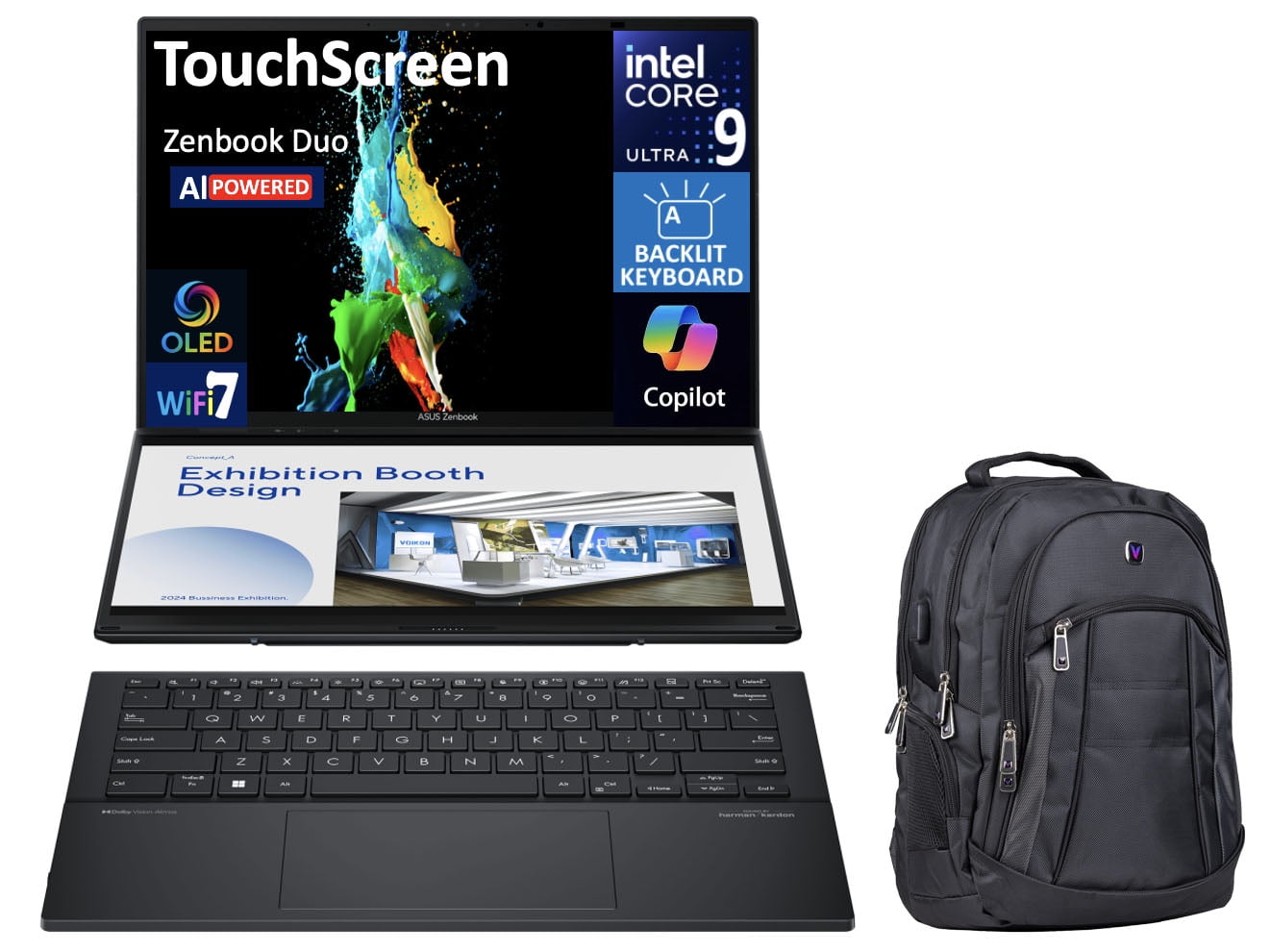ASUS Zenbook DUO AI Powered 2-in-1 Laptop 14.0in Touchscreen OLED WUXGA ...