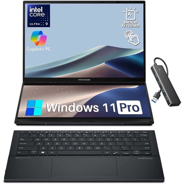 ASUS Zenbook Duo 2-in-1 Laptop, Dual 14" OLED WUXGA 16:10 Touch Display ...