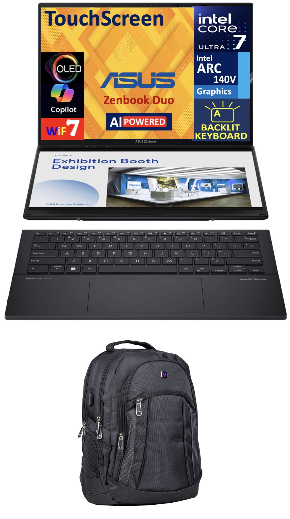 ASUS Zenbook Duo AI Powered 2-in-1 Laptop 14.0in Touchscreen OLED 2.8K ...
