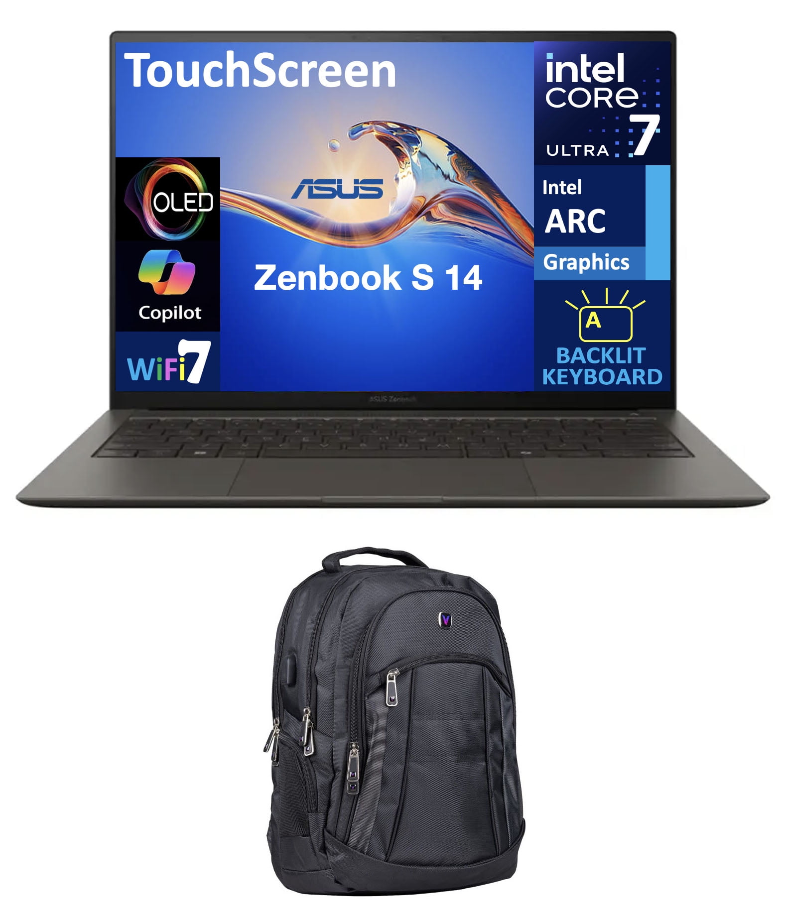 ASUS Zenbook S 14 AI PC Laptop 14.0in Touchscreen OLED 2.8K Display ...