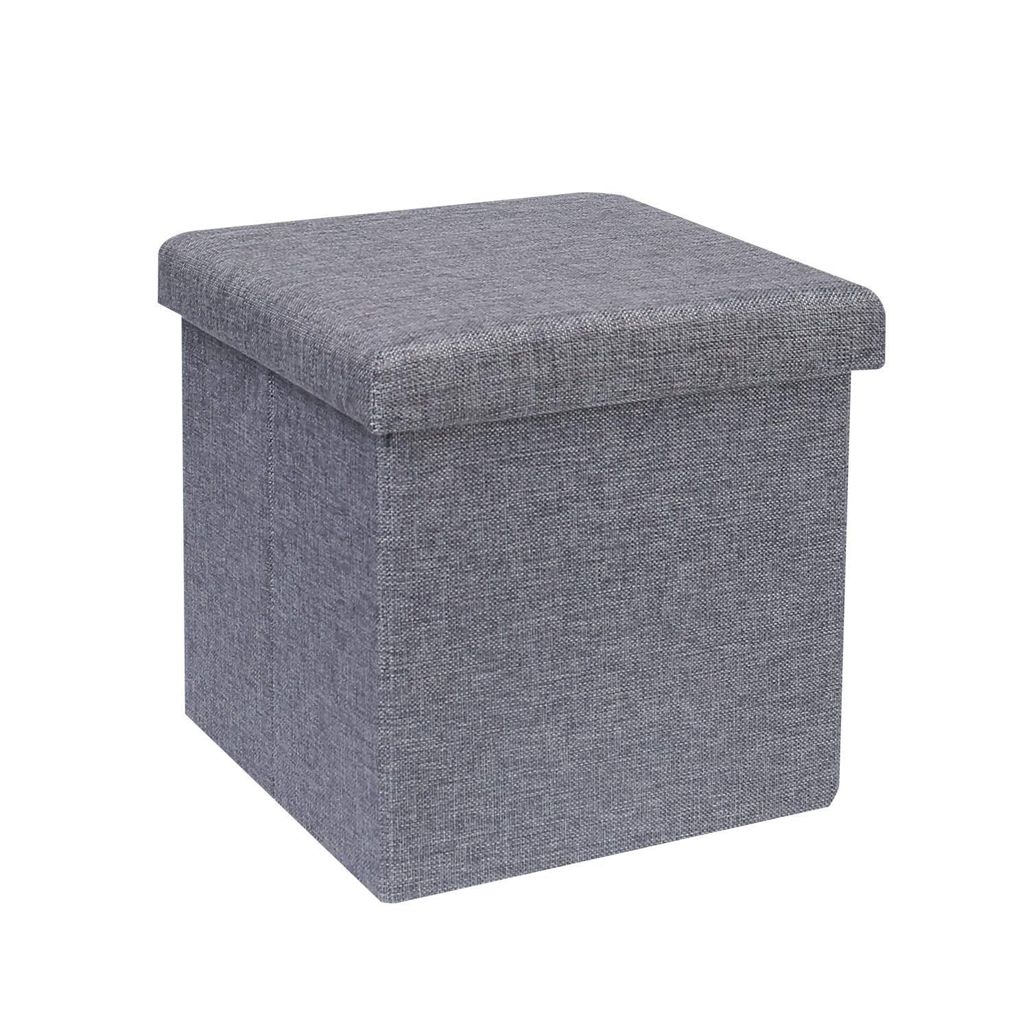 ASUVI Fabric Linen Folding Storage Square Ottoman Toy Box Chest Bench ...