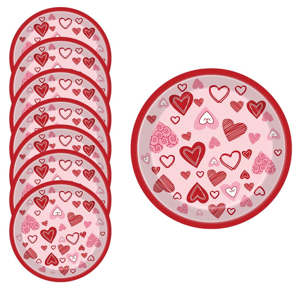 ASVNRES Valentine's Day Heart BCA3 Love Paper Plates Party Theme Paper ...