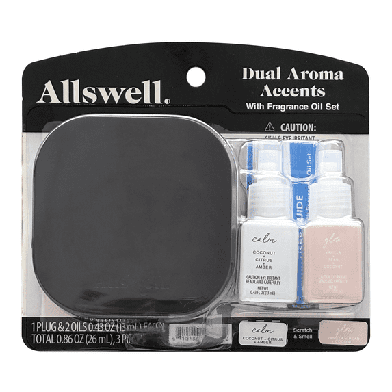 Allswell Dual Plug In Bundle with 2 Oils, Calm & Glow (Coconut + Citrus ...