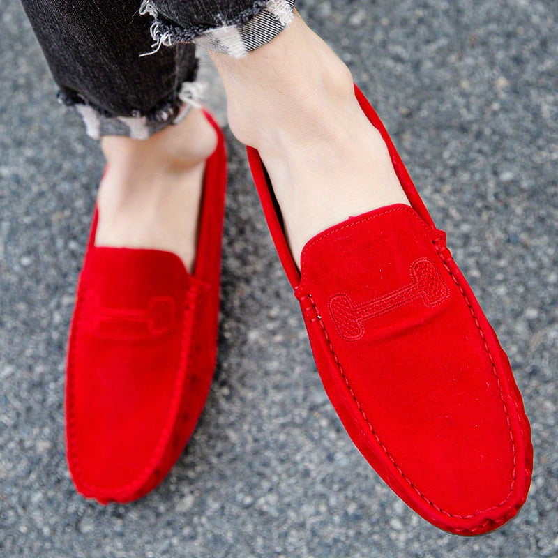 Aswmxr Women‘s Flat Red Loafers Lightweight Closed Toe Slip On Shoes Women‘s Casual Walking