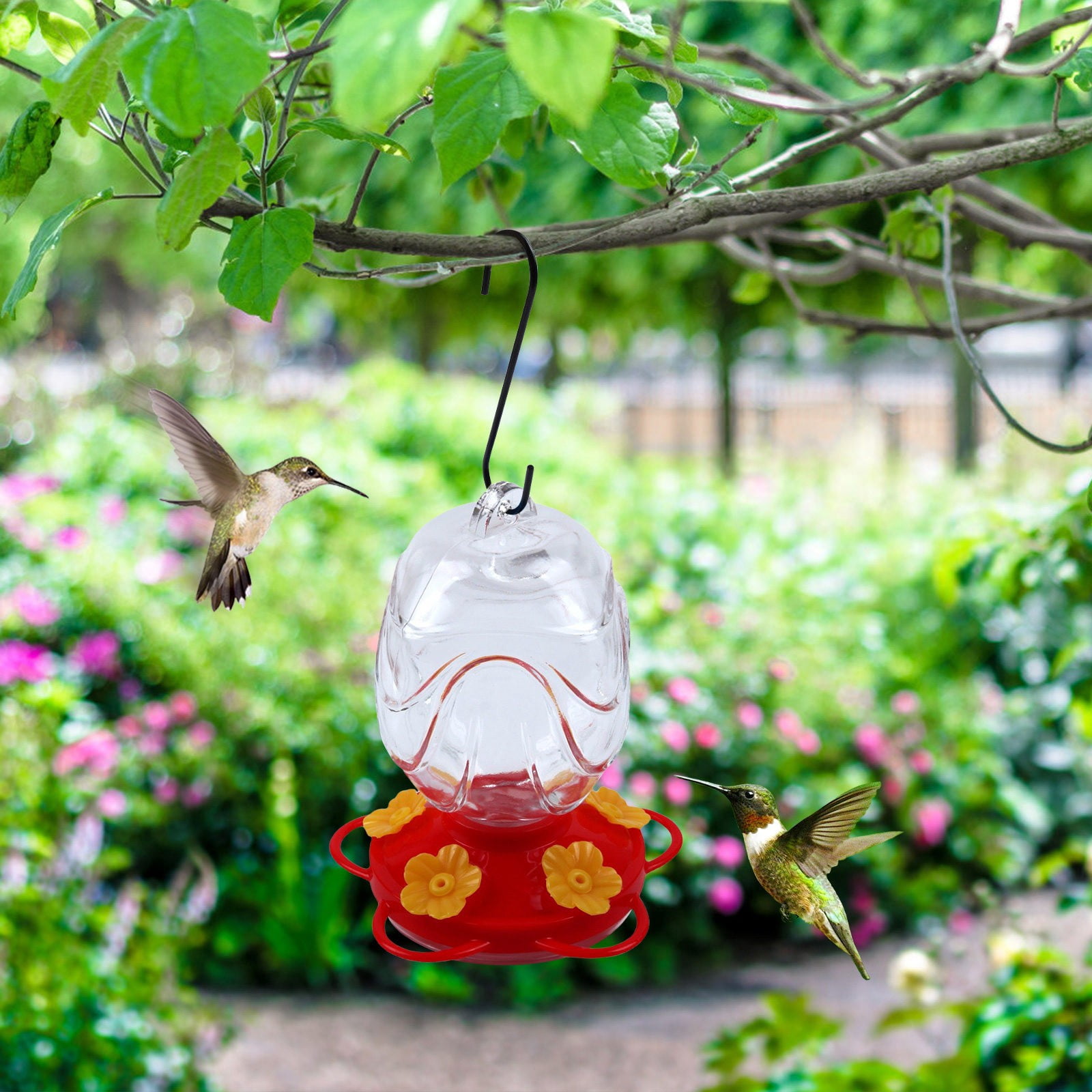 ASXITE Bird Feeders for Outdoors,Glass Feeder Stained Glass Hummingbird ...