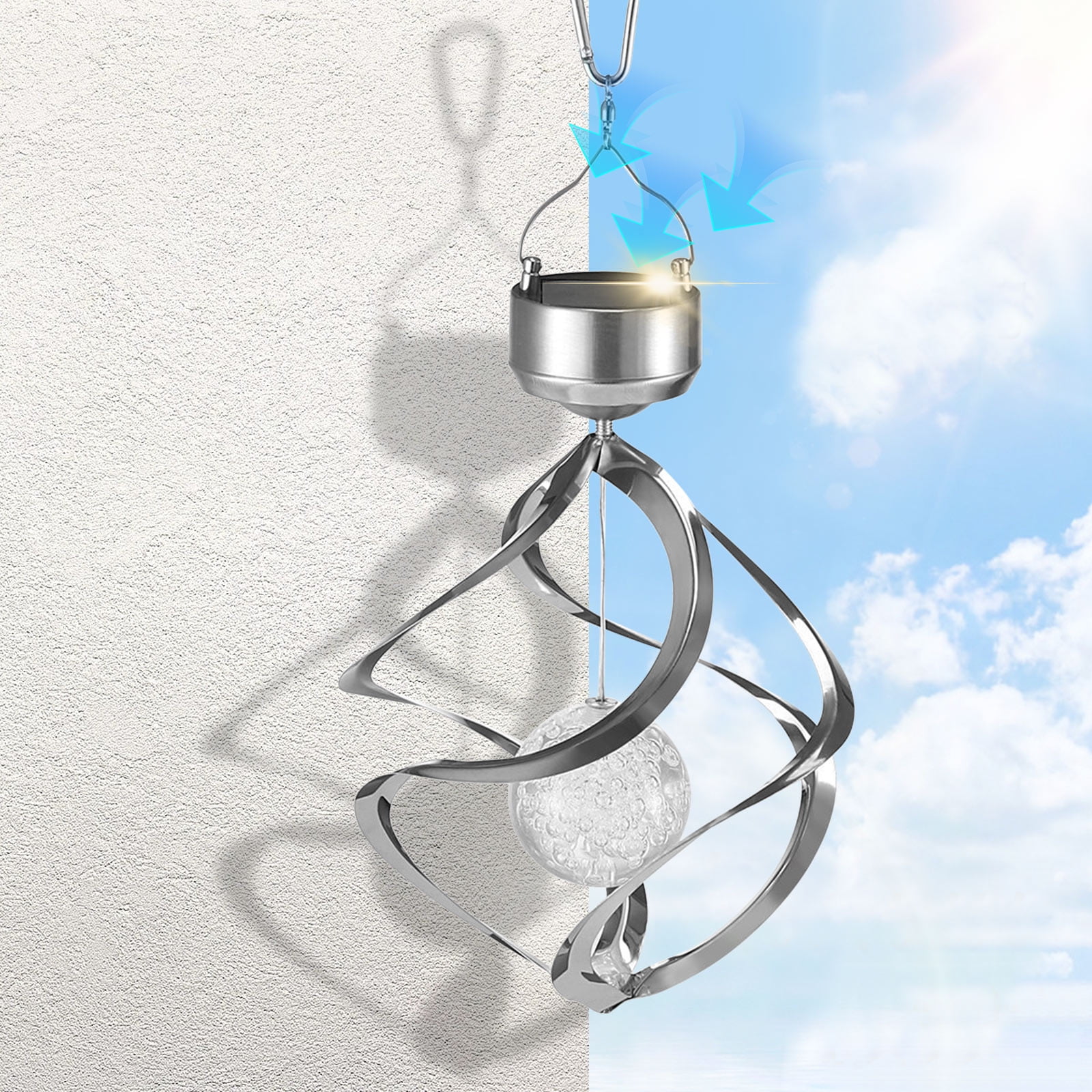 ASXITE Flashlights and Lanterns, Solar Powered Wind Chime Light Outdoor ...