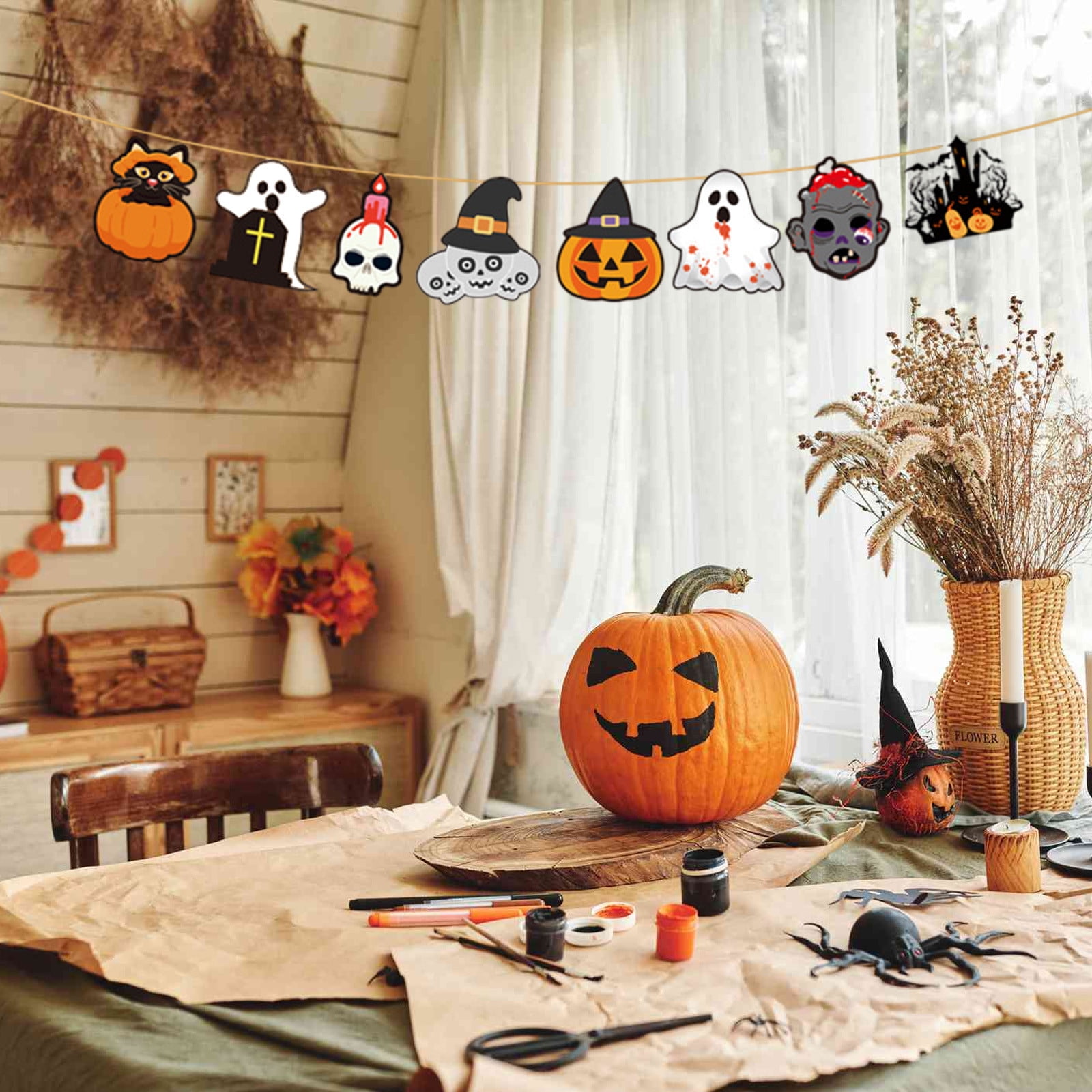 ASXITE Halloween Decorations Indoor,Halloween Home Decorations,Recently Developed Halloween Flag ...